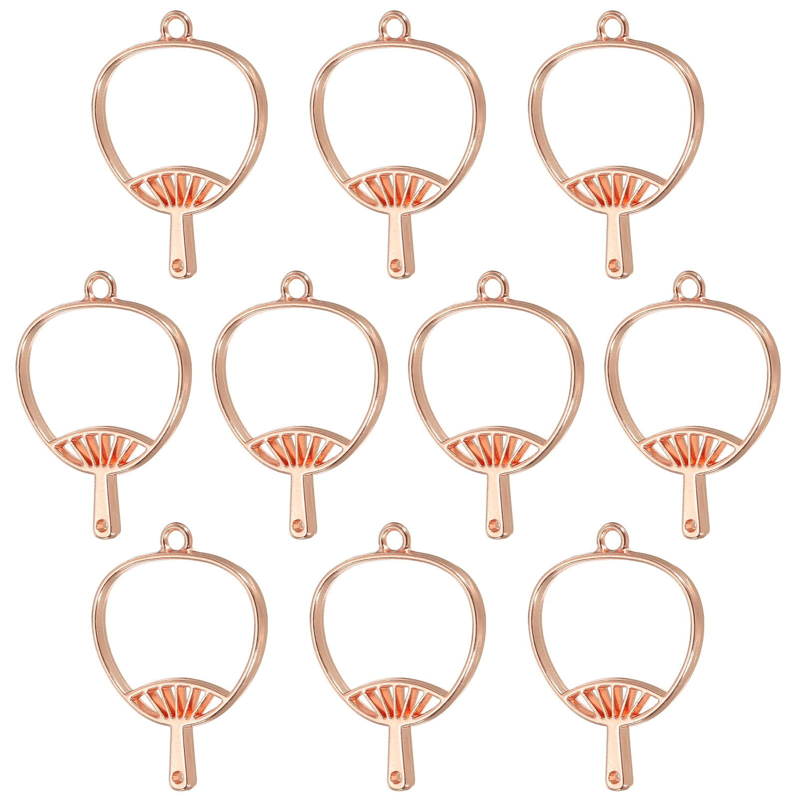 Uxcell Fan Shaped Alloy Open Back Bezel Pendants DIY Hollow Resin Frame ...