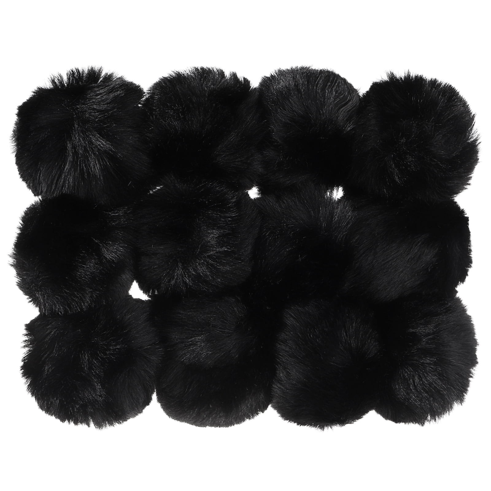 Uxcell Faux Fur Pom Poms for Hats, Fluffy Soft Fur Poms Balls, Black ...