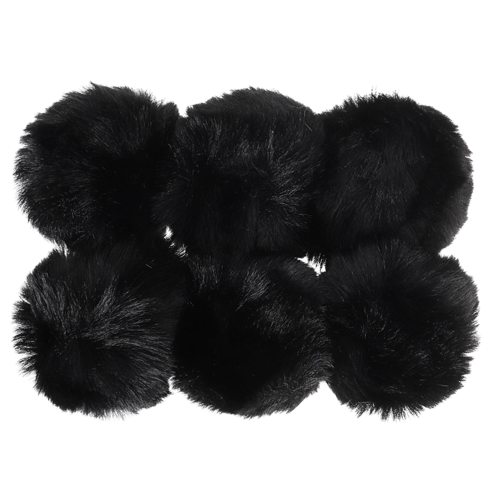 Uxcell Faux Fur Pom Poms for Hats, Fluffy Soft Fur Poms Balls, Black 6 ...