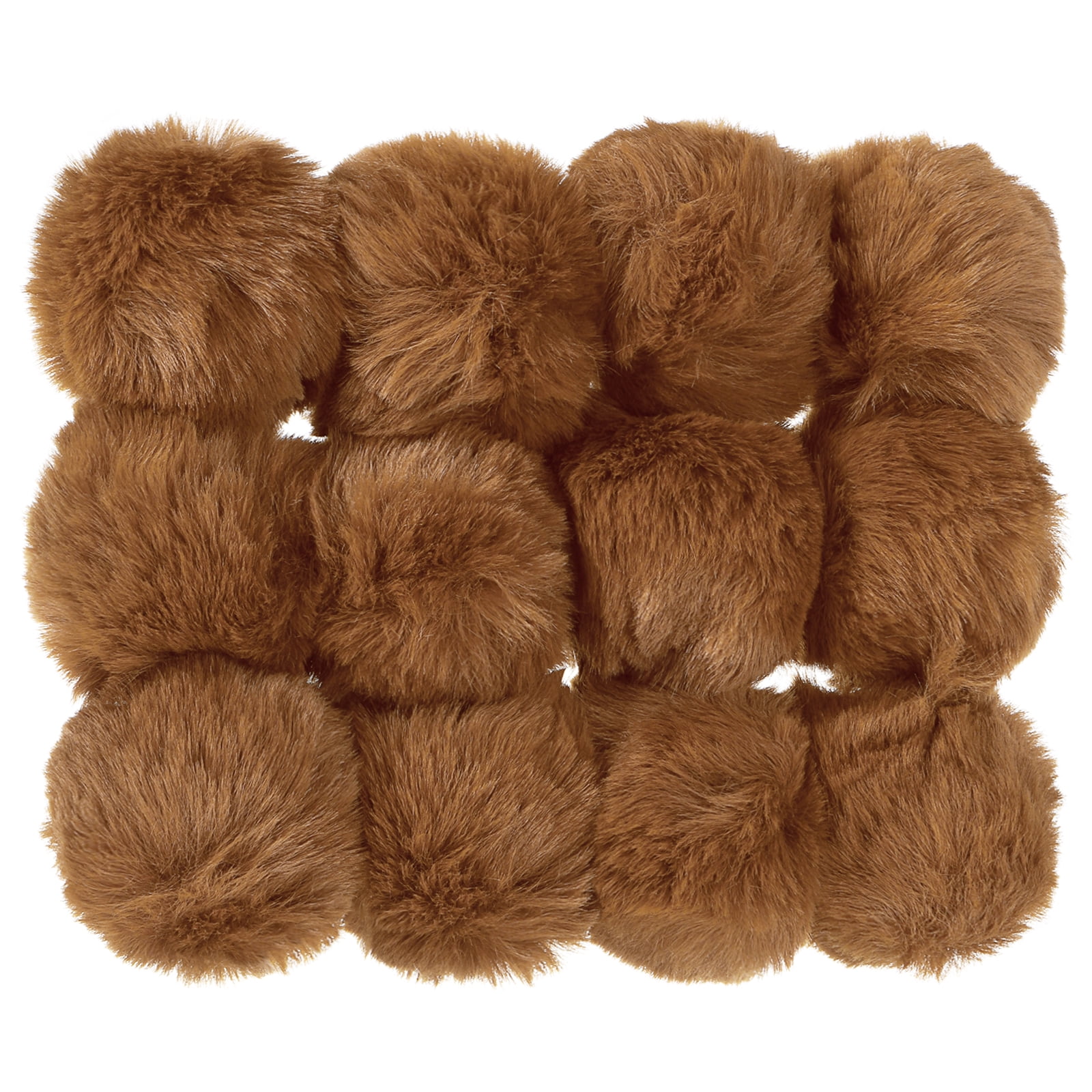 Uxcell Faux Fur Pom Poms for Hats, Fluffy Soft Fur Poms Balls, Brown 12 ...
