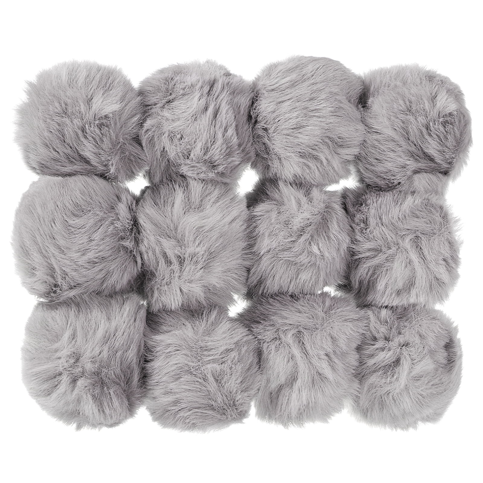 Uxcell Faux Fur Pom Poms for Hats, Fluffy Soft Fur Poms Balls, Grey 12 ...