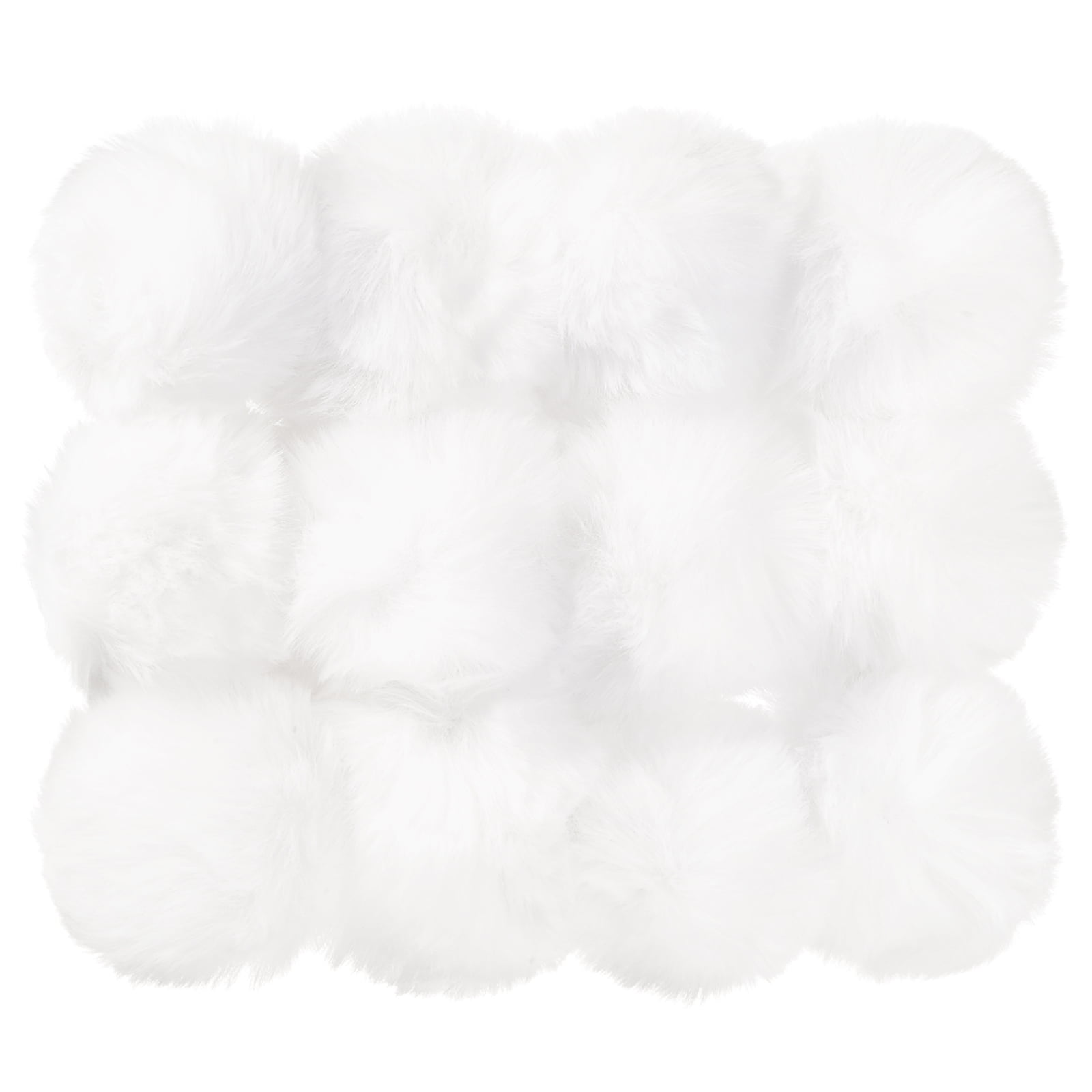 Uxcell Faux Fur Pom Poms for Hats, Fluffy Soft Fur Poms Balls, White ...
