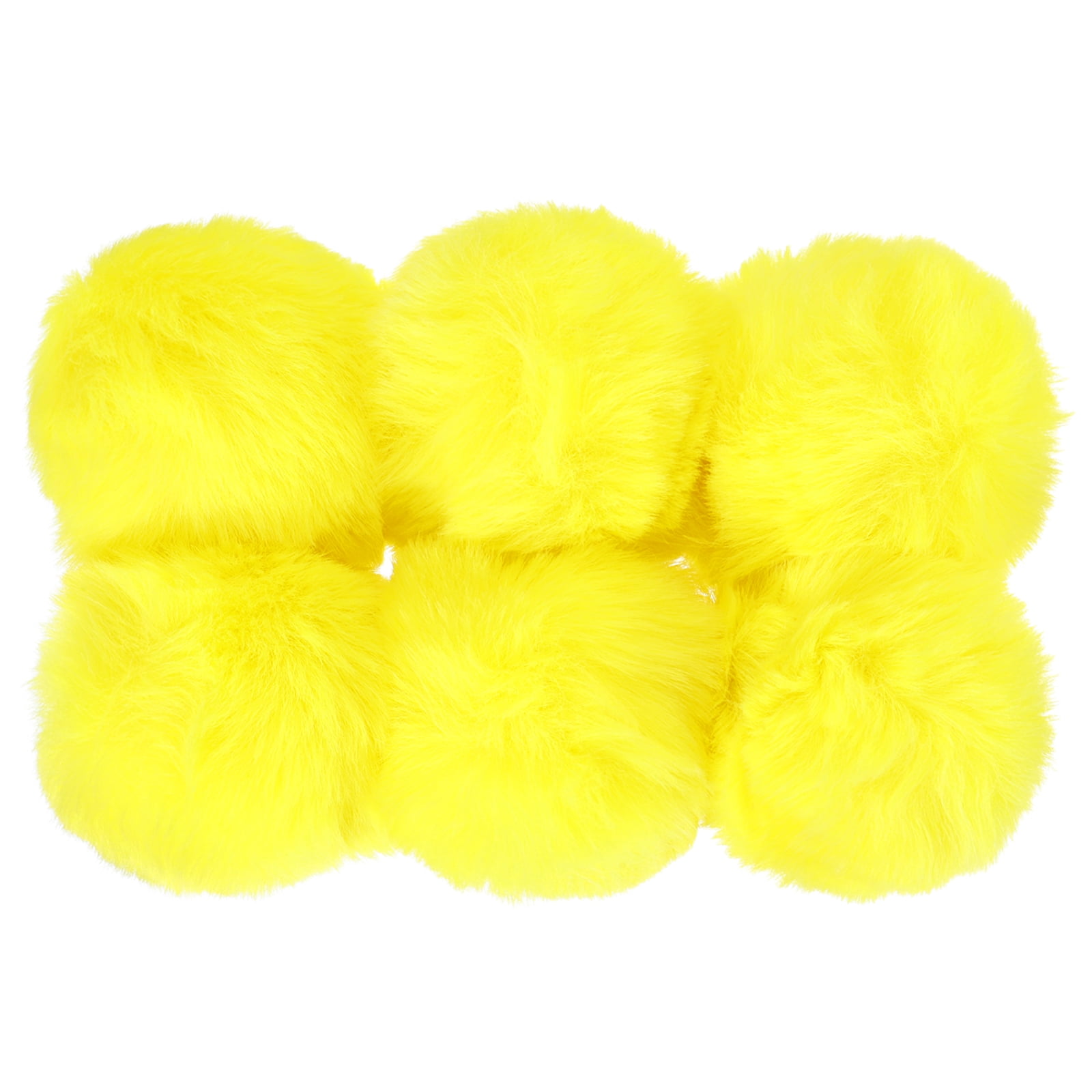 Uxcell Faux Fur Pom Poms for Hats, Fluffy Soft Fur Poms Balls, Yellow ...