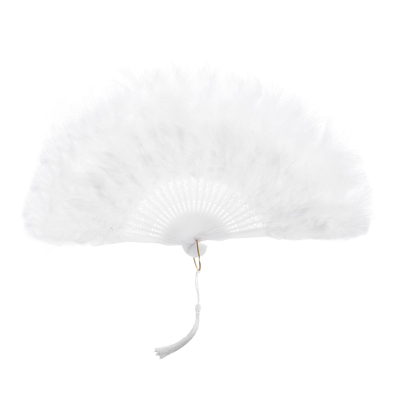 Uxcell Feather Hand Fan White Vintage Folding Fan Feather Fan Handheld ...