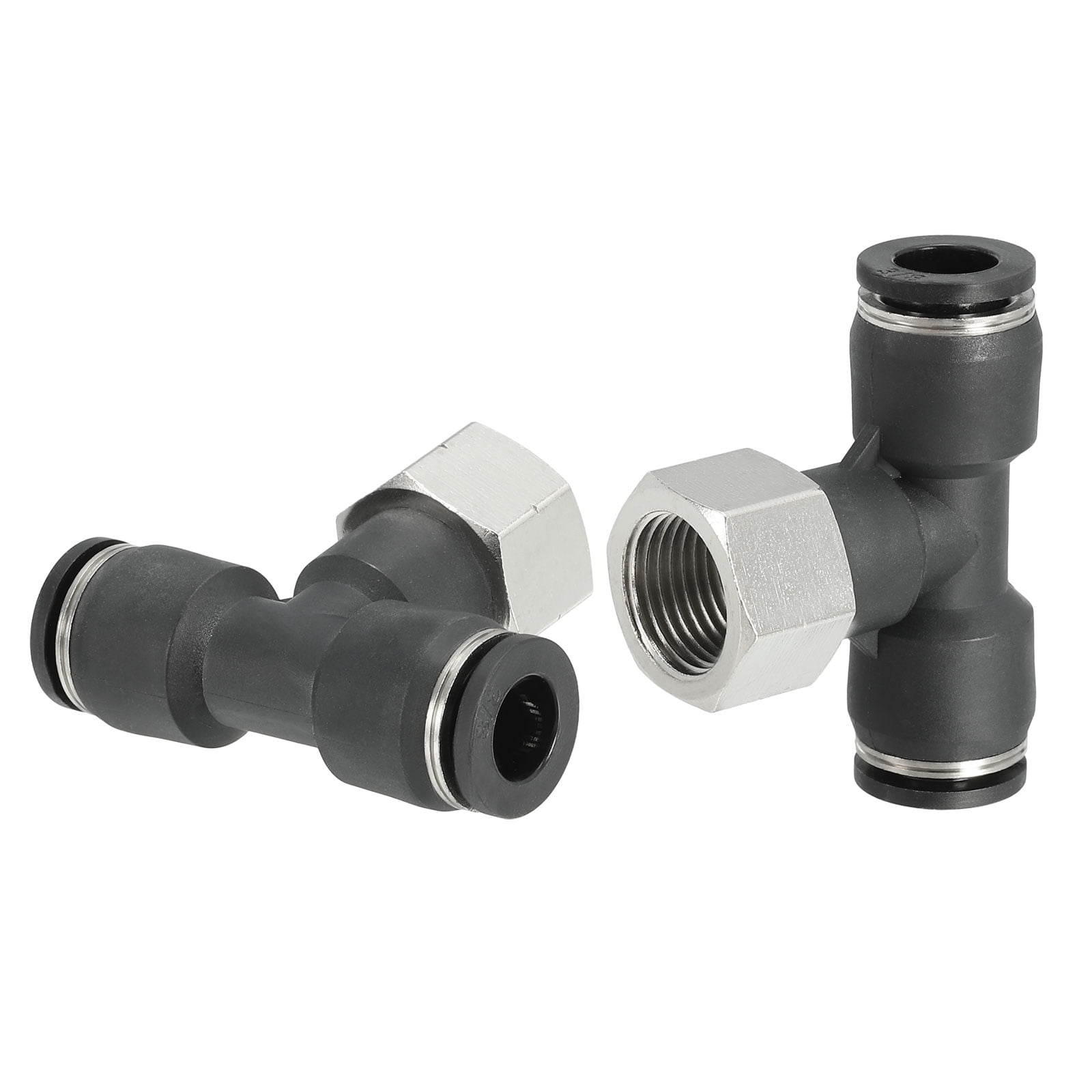 Uxcell Female Branch Tee 3/8 Inch Tube OD x 3/8FNPT Thread Push to Connect Fittings 2 Pack ...