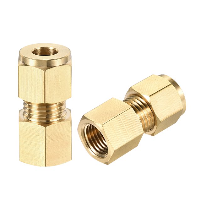 Uxcell Female Thread Tube OD Brass Compression Tubes Fitting 8mm ...