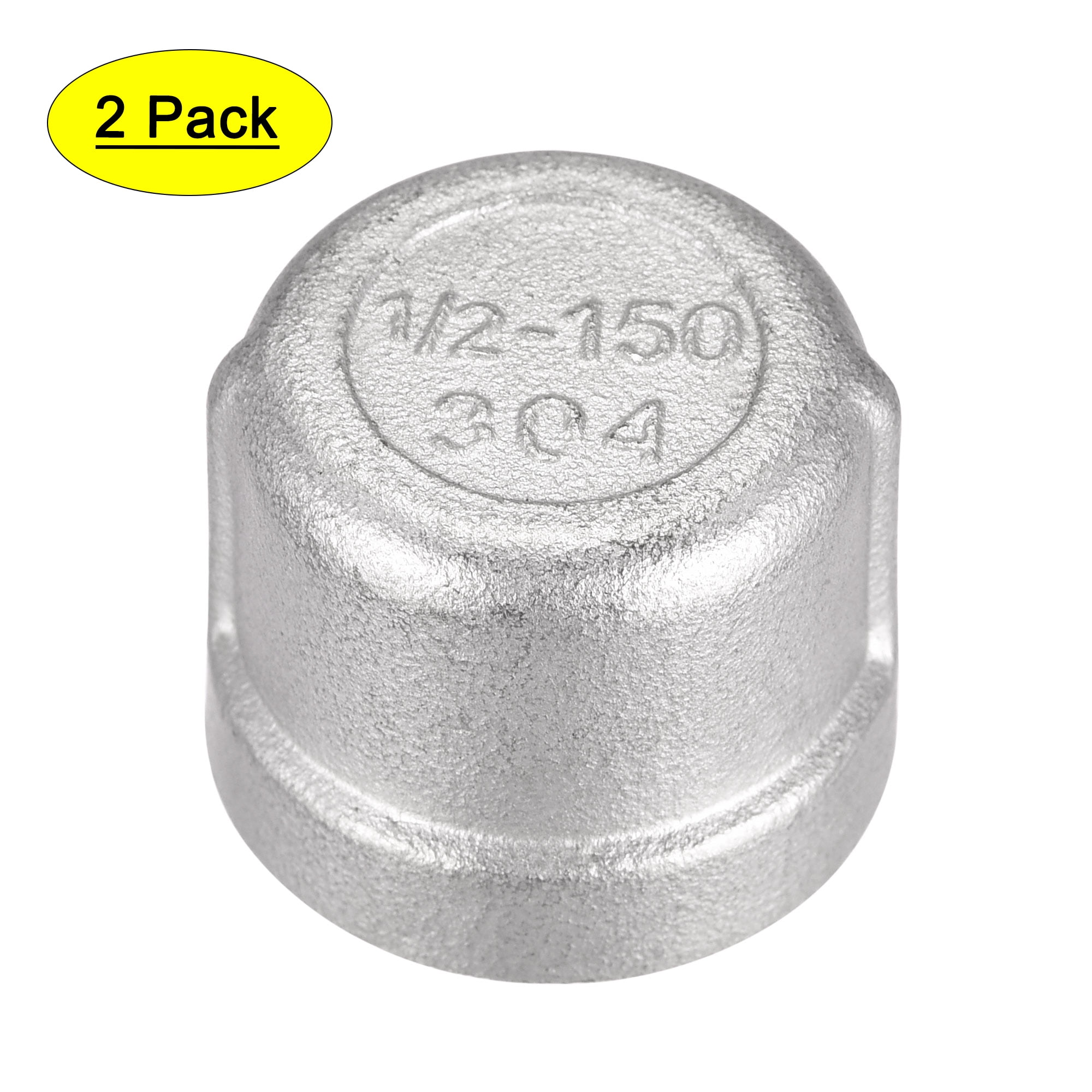 Uxcell Female Threaded Stainless Steel 304 Pipe Cap 2 Count 1/2 NPT ...