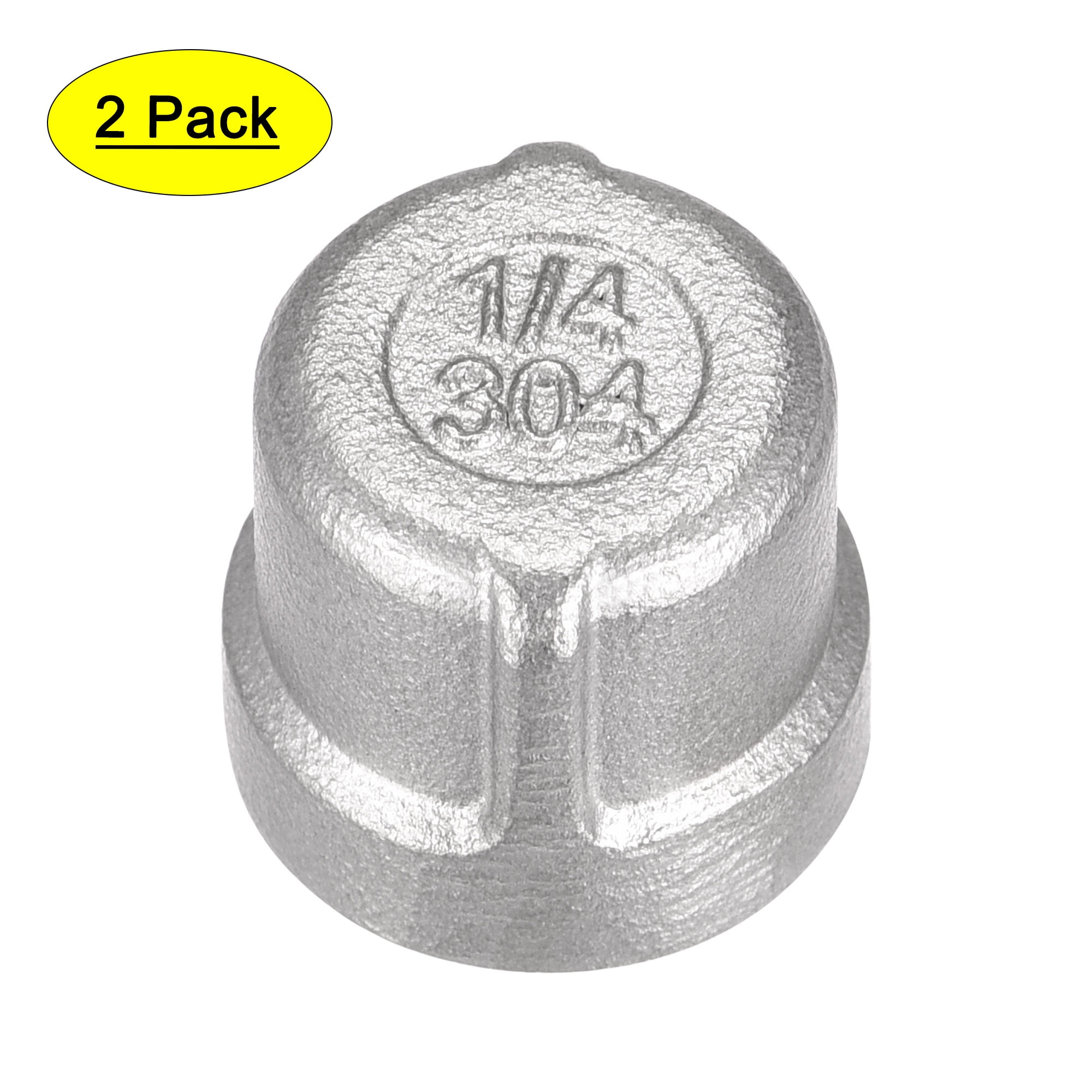 Uxcell Female Threaded Stainless Steel 304 Pipe Cap 2 Count 1/4 NPT ...