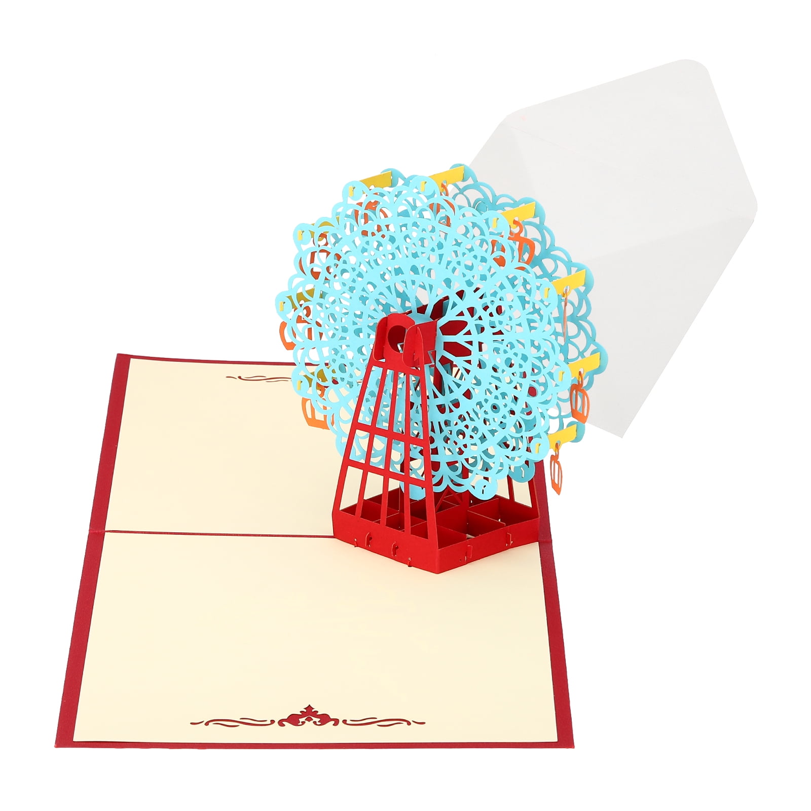 Uxcell Ferris Wheel Design 3D Greeting Cards with Envelope, Blue ...