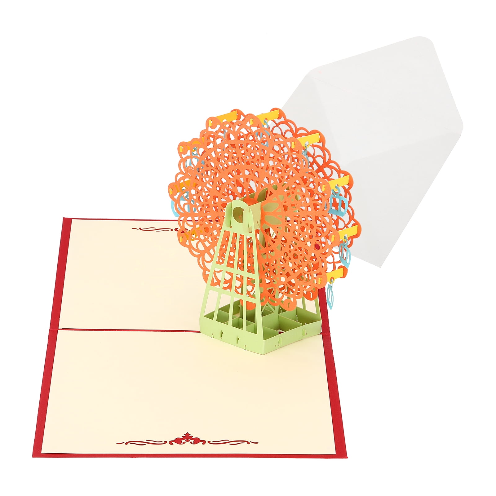 Uxcell Ferris Wheel Design 3D Greeting Cards with Envelope, Orange ...