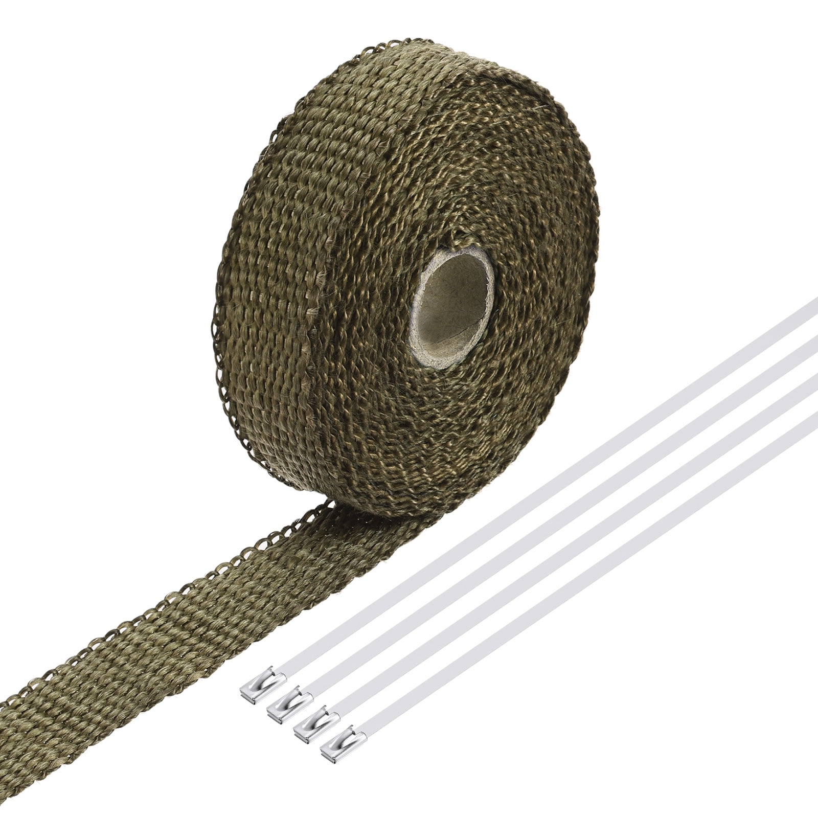 Uxcell Fiberglass Exhaust Wrap Tape, 1" x 16' Brown Header Heat Wrap ...