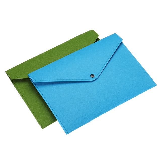 Uxcell File Bag Felt Folder A4 Size Document Storage Pouch, Blue Green ...