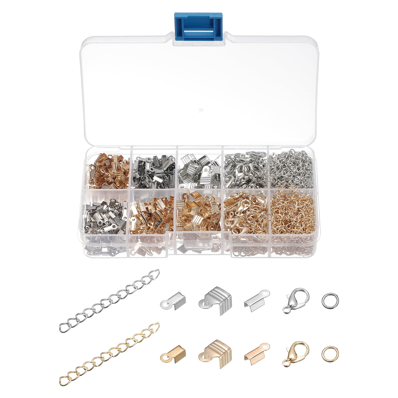 Uxcell Findings Kits, Fold Over Cord End with Lobster Claw Clasps ...