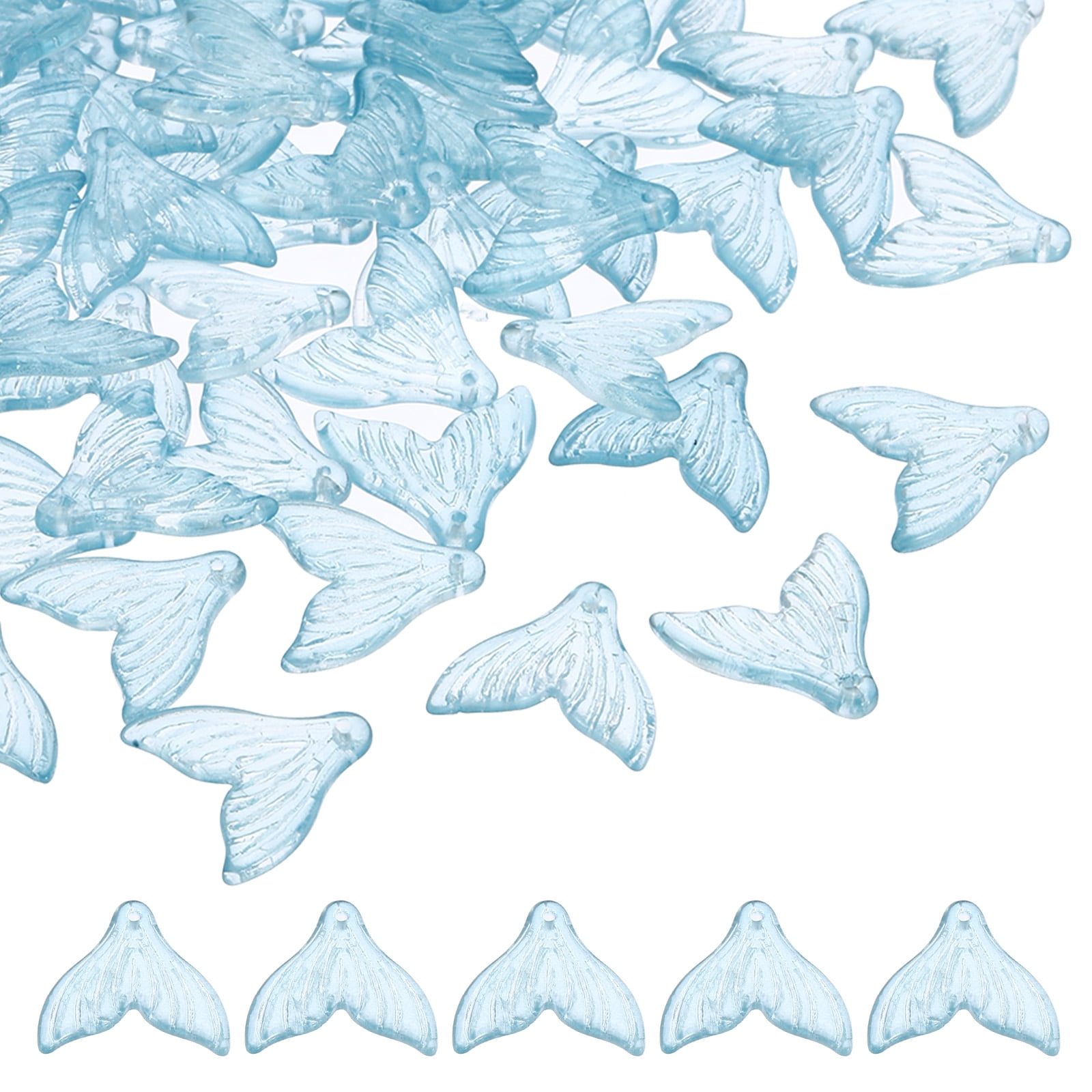 Uxcell Fish Tail Crystal Glass Beads, 100 Pack Fish Bead Handcrafted ...