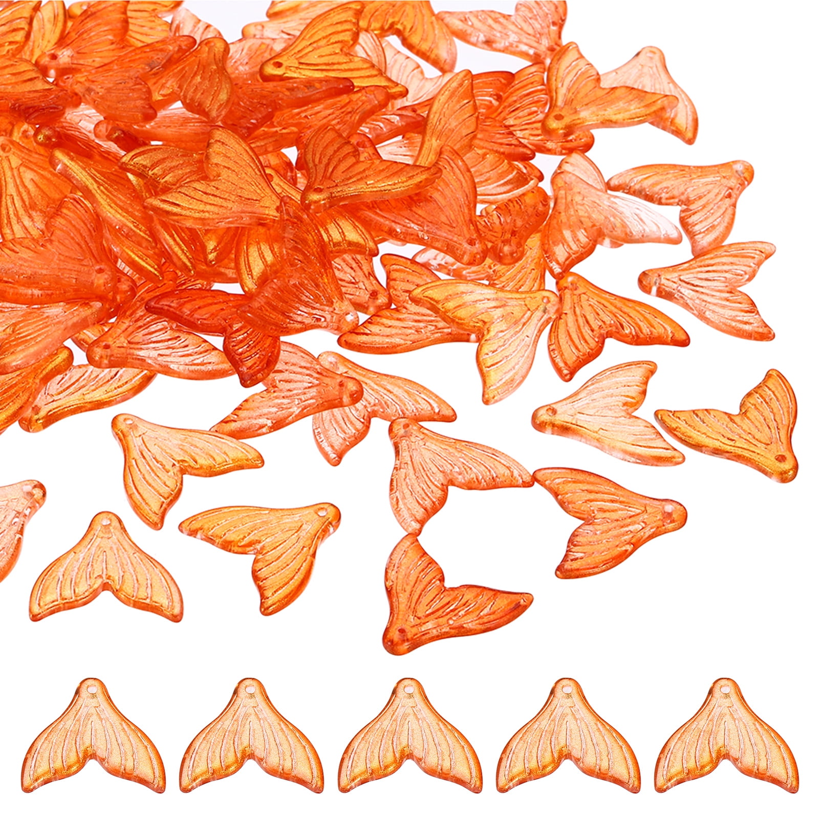 Uxcell Fish Tail Crystal Glass Beads, 100 Pack Fish Bead Handcrafted ...