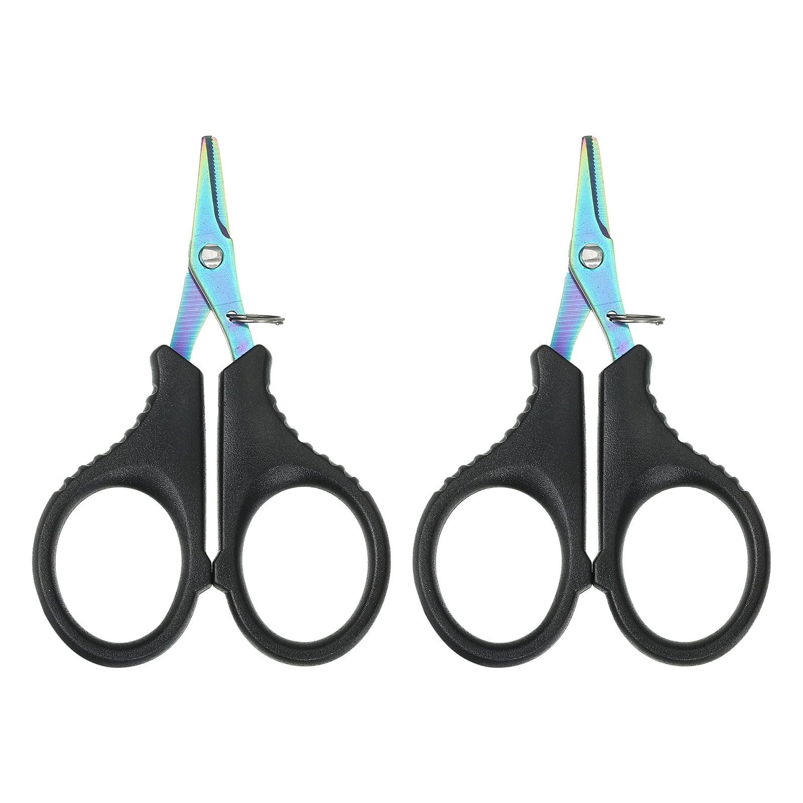 Uxcell Fishing Scissors Non-Slip Braided Serrated Edge Scissor with Split Ring Function, 2 Pack ...