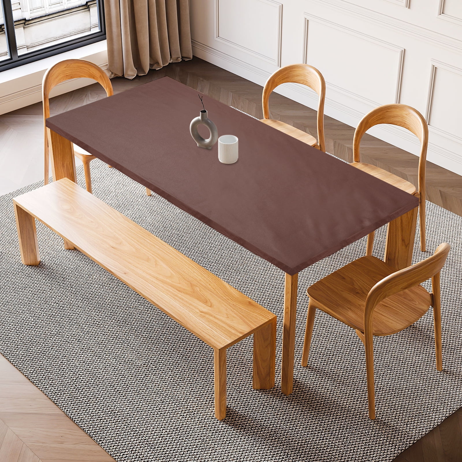 Uxcell Fitted Tablecloth with Elastic Edge, PU Stretch Rectangle Table ...