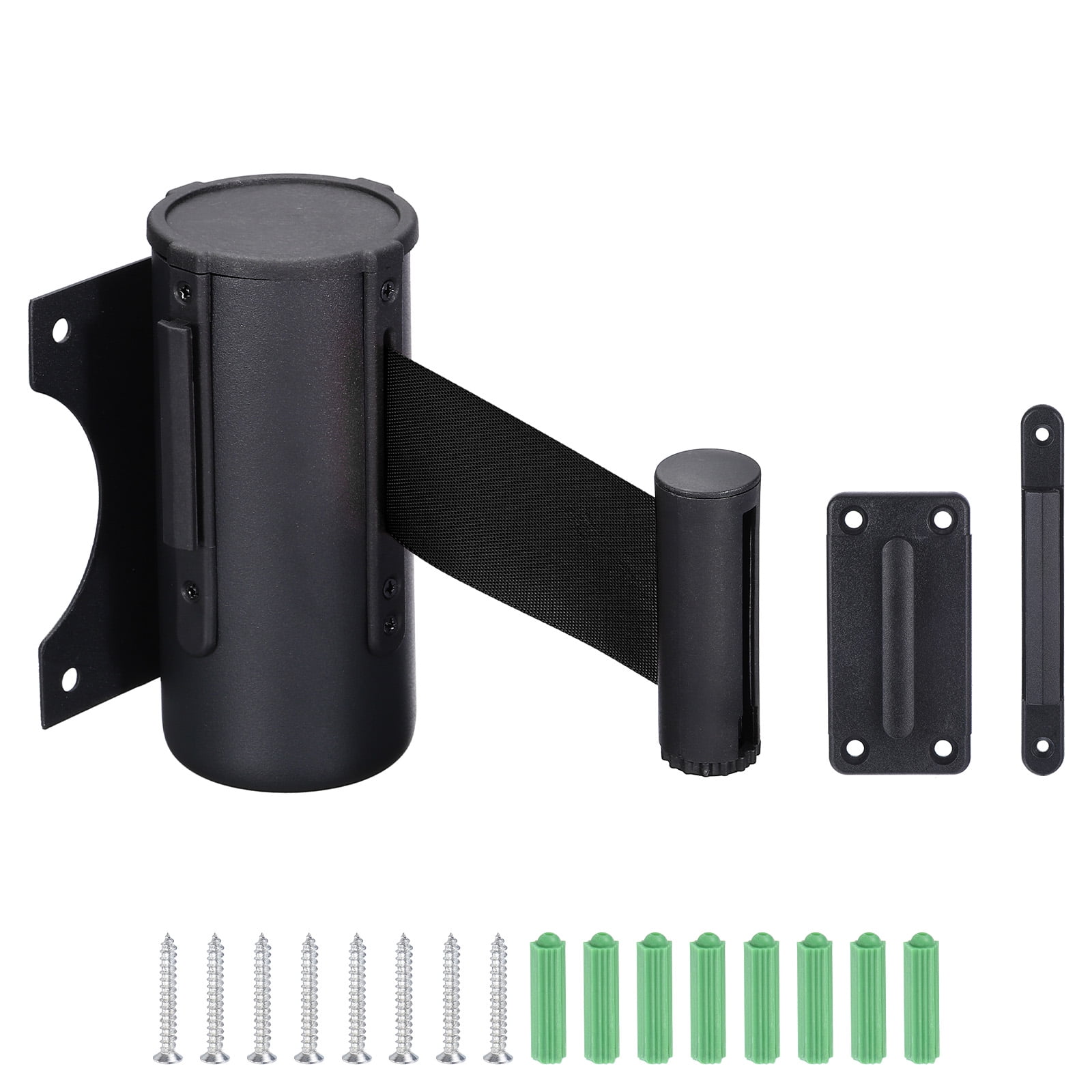 Uxcell Fixed Wall Mount Retractable Belt Barrier, 10 Feet Black Color ...