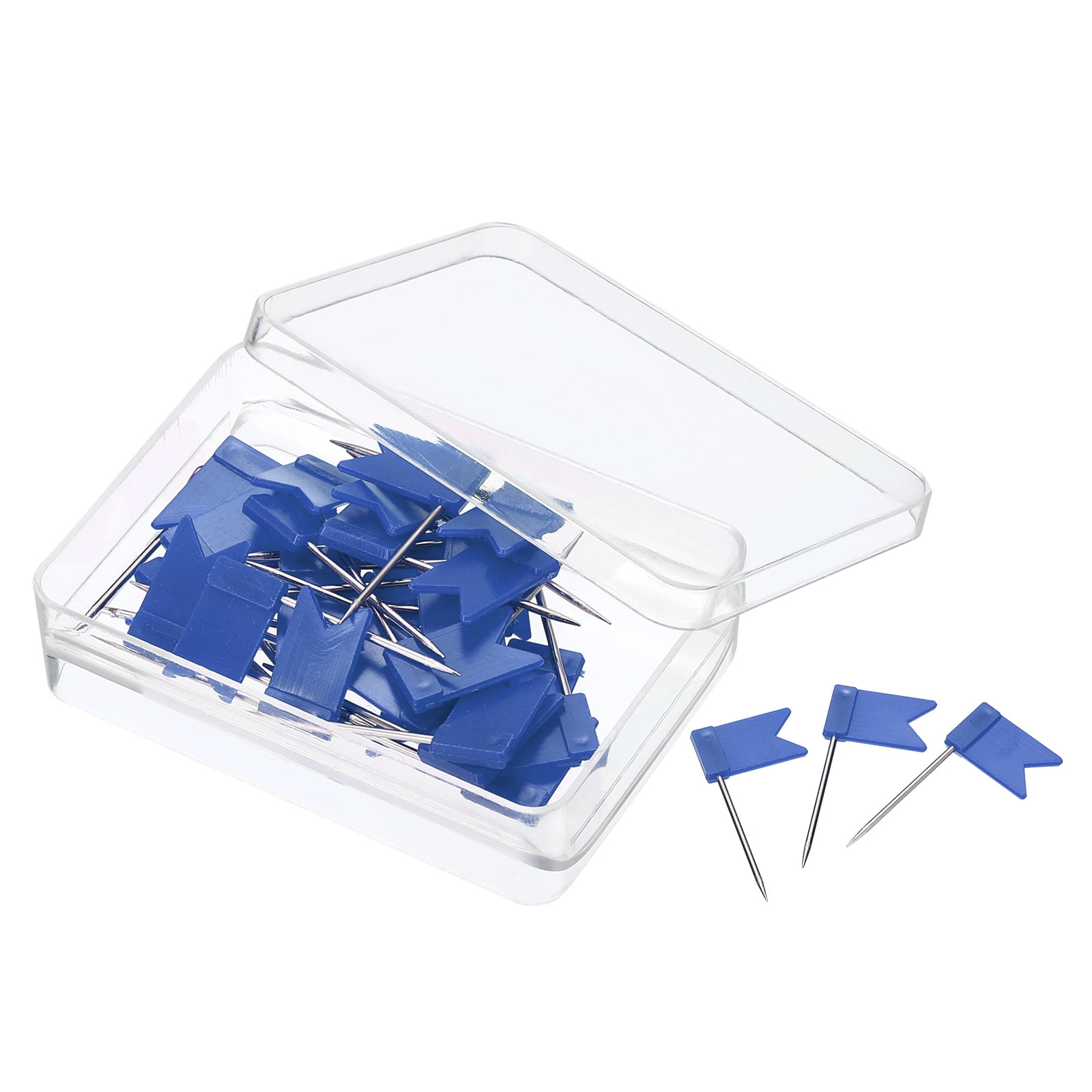 Uxcell Flag Map Push Pins Plastic Head Steel Point Pin Tacks, Blue 60 ...