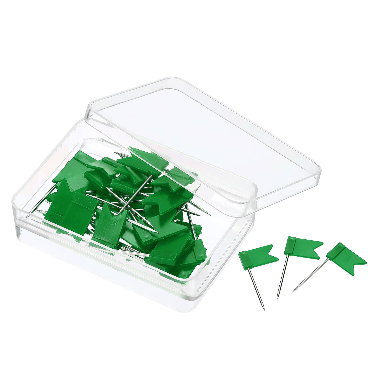 Uxcell Flag Map Push Pins Plastic Head Steel Point Pin Tacks, Green 60 ...