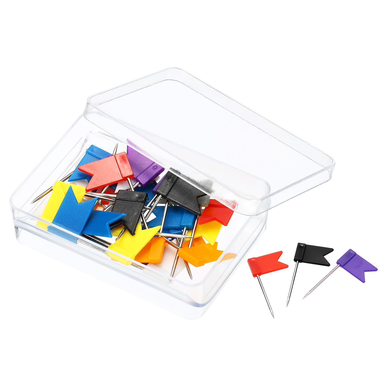 Uxcell Flag Map Push Pins Plastic Head Steel Point Pin Tacks ...
