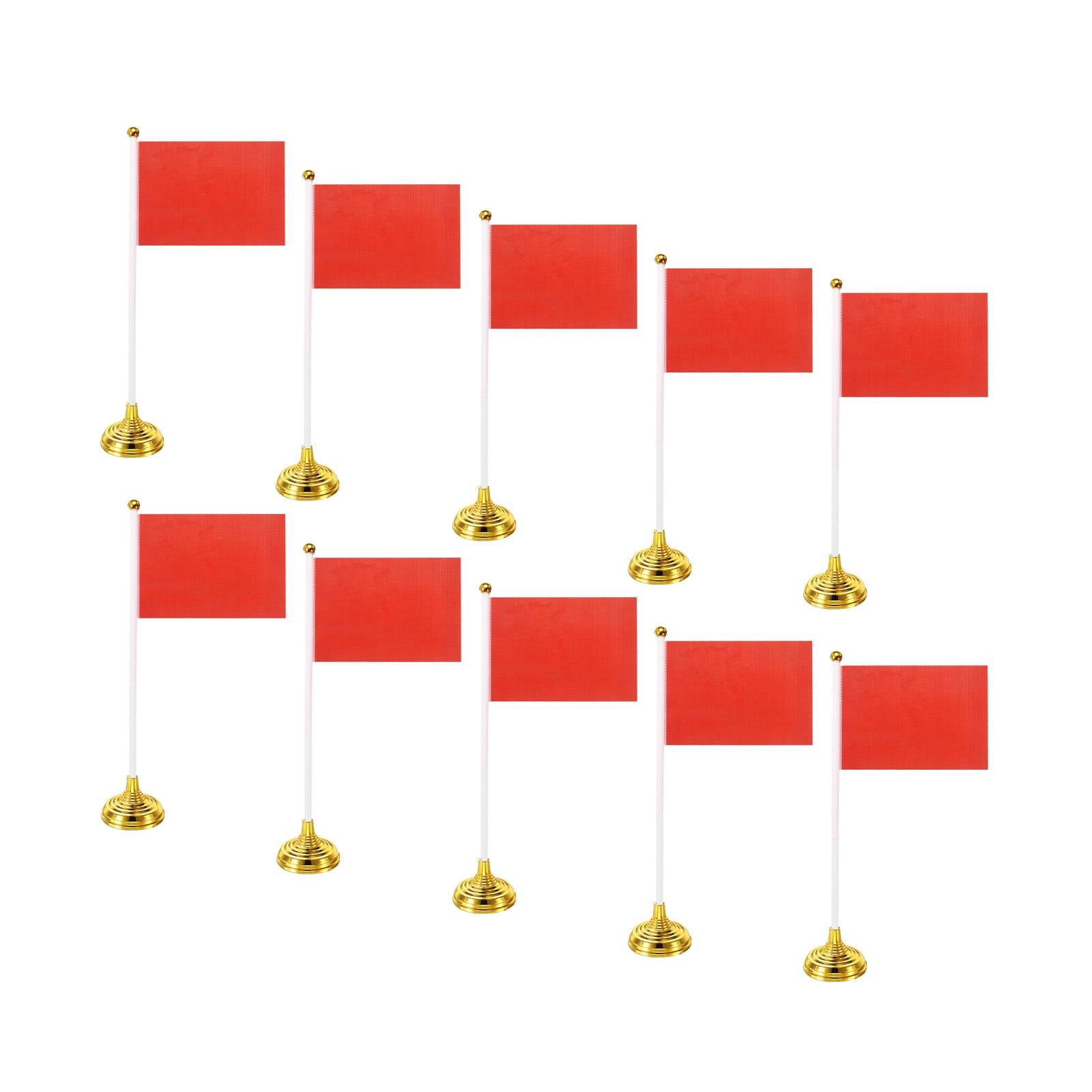 Uxcell Flag Stands Table Flag Base Flagpole Gold Tone Round with Red ...