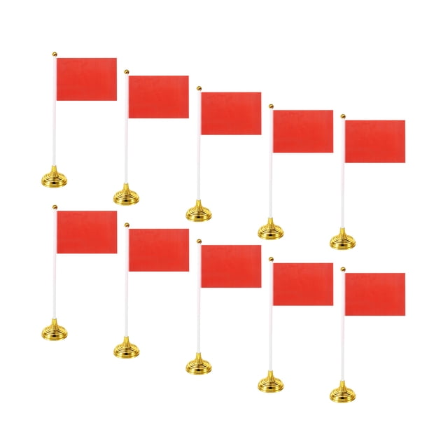Uxcell Flag Stands Table Flag Base Flagpole Gold Tone Round with Red ...