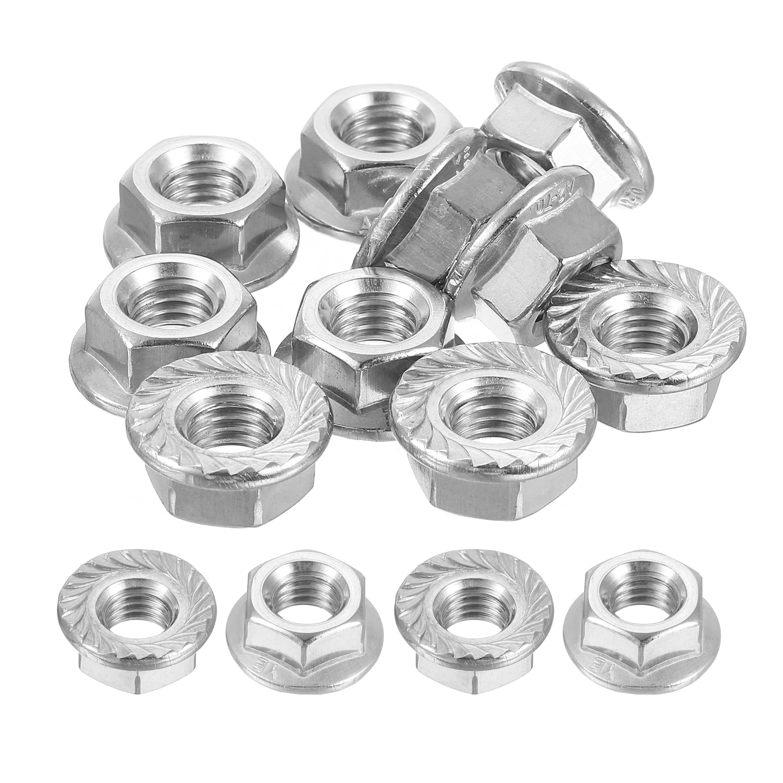Uxcell Flange Left Hand Nuts, M8x1.25mm 304 Stainless Steel Serrated ...