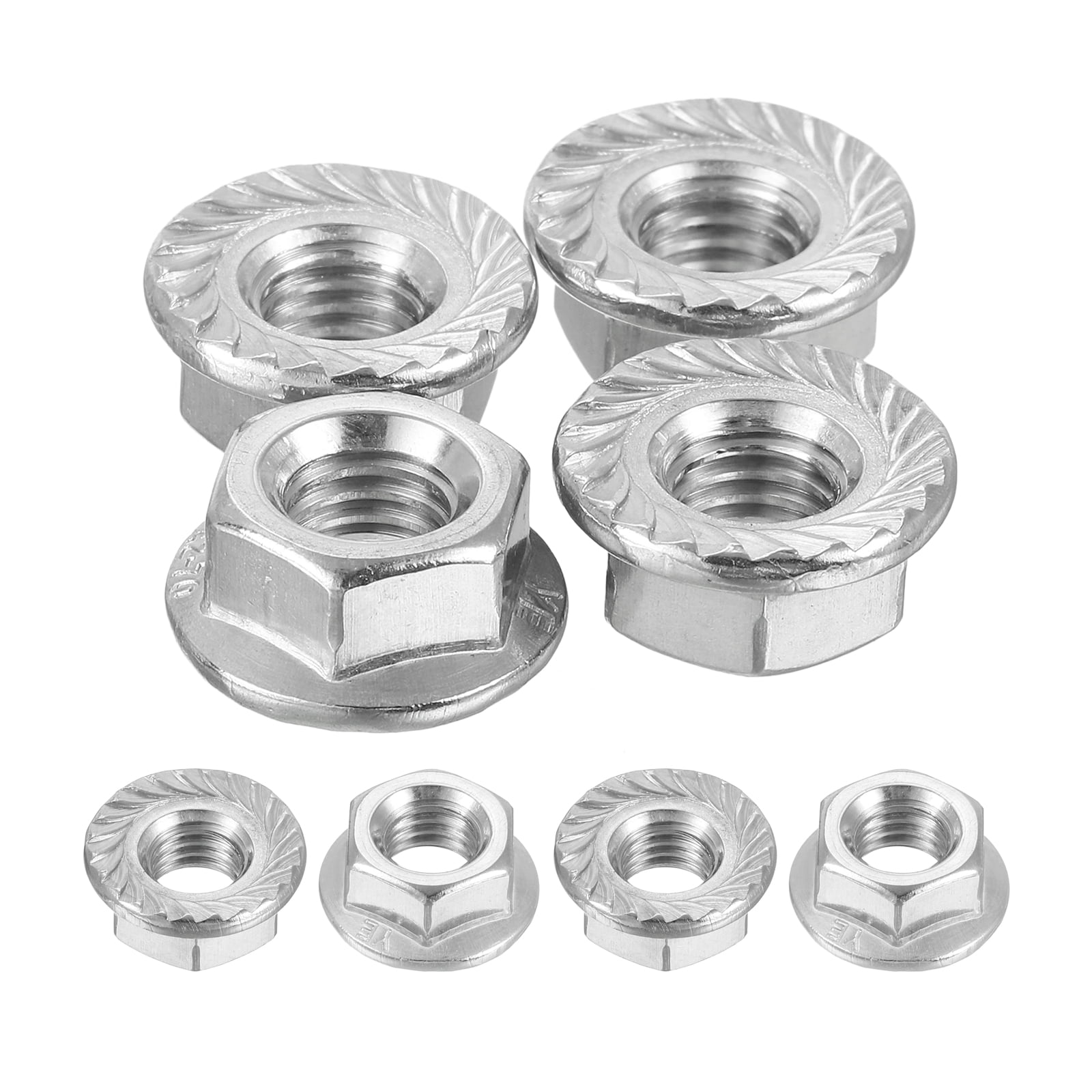 Uxcell Flange Left Hand Nuts, M8x1.25mm 304 Stainless Steel Serrated ...