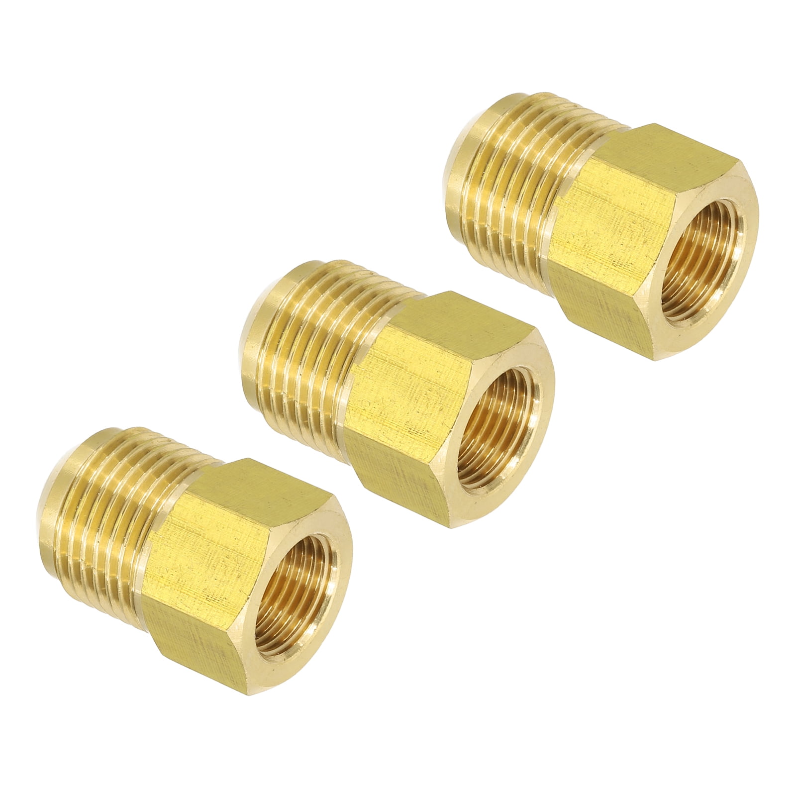 Uxcell Flare Connectors, SAE 45 Degree Flare Brass Adapter Flare Pipe Fitting for Air Gas Line ...