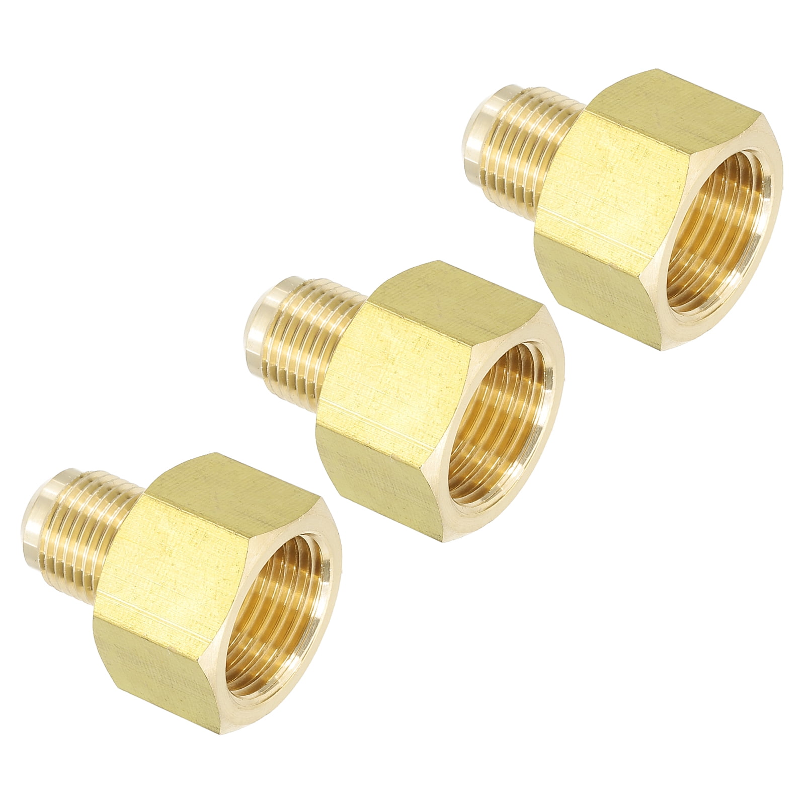 Uxcell Flare Connectors, SAE 45 Degree Flare Brass Adapter Flare Pipe Fitting for Air Gas Line ...