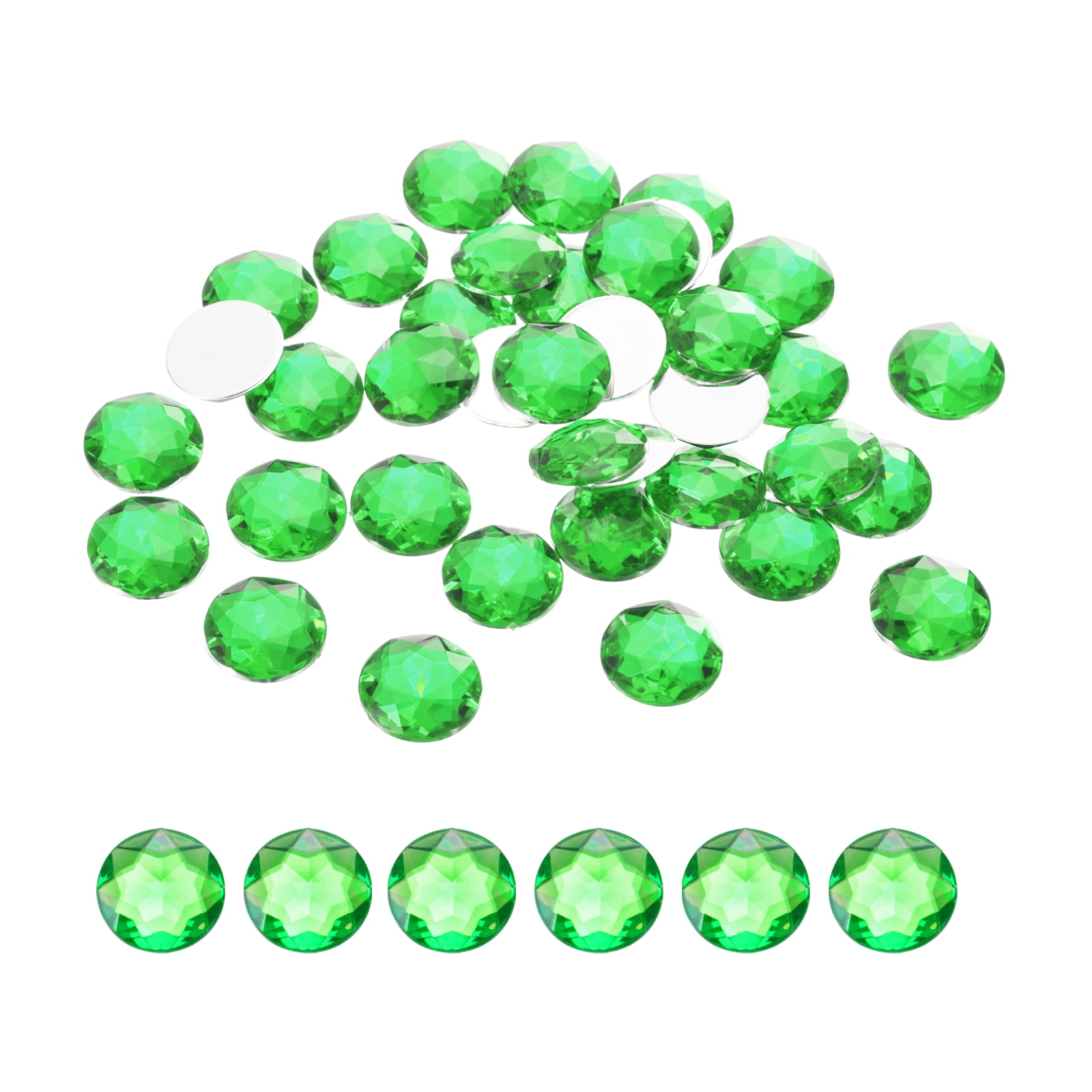 Uxcell Flat Back Round Acrylic Rhinestones,10mm Green Flatback Crystal ...