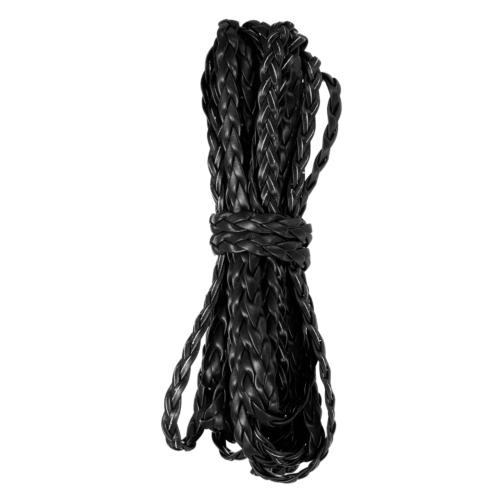 Uxcell Flat Braided Leather Cord 7mm Braided Cording 5m Black Leather ...