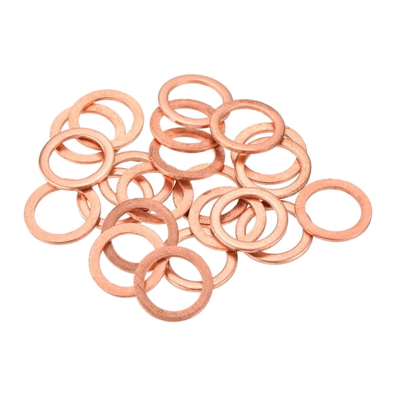 Uxcell Flat Copper Washers Copper Flat Sealing Ring Copper 22 pack ...