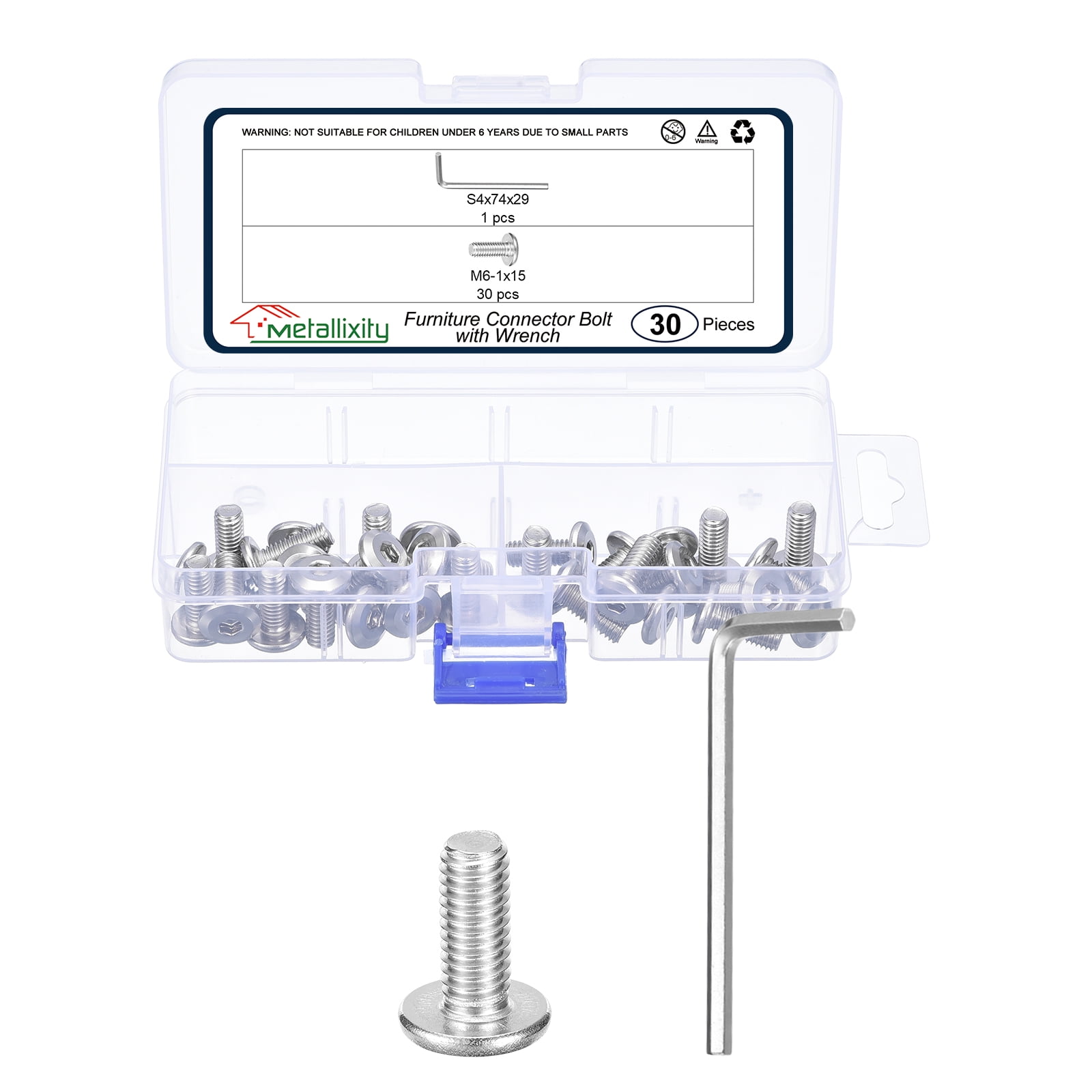 Uxcell Flat Head Hex Socket Cap Screws Bolts(M6-1x25) 30Pcs, with ...