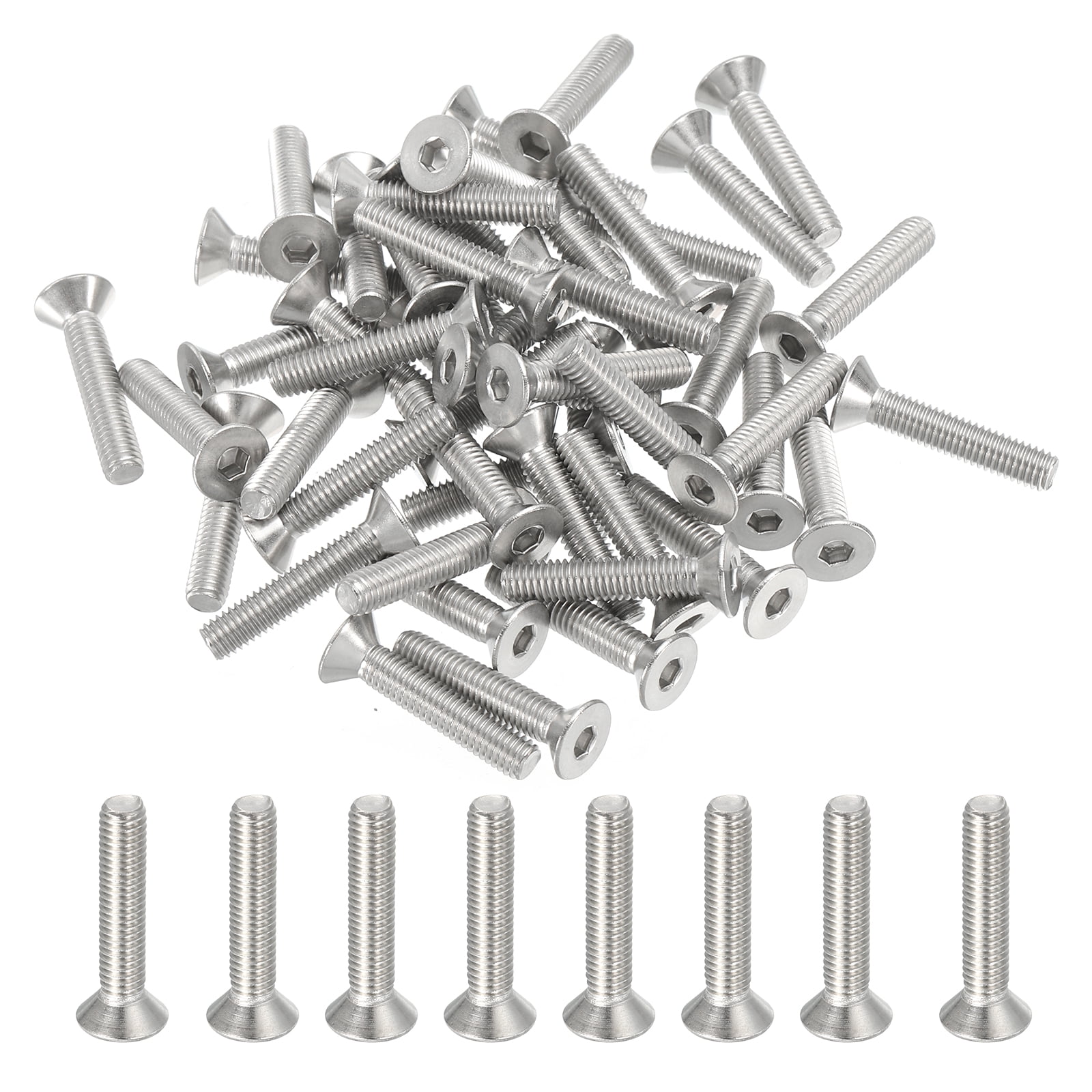 Uxcell Flat Head Socket Cap Screws 304 Stainless Steel Flat Countersunk ...