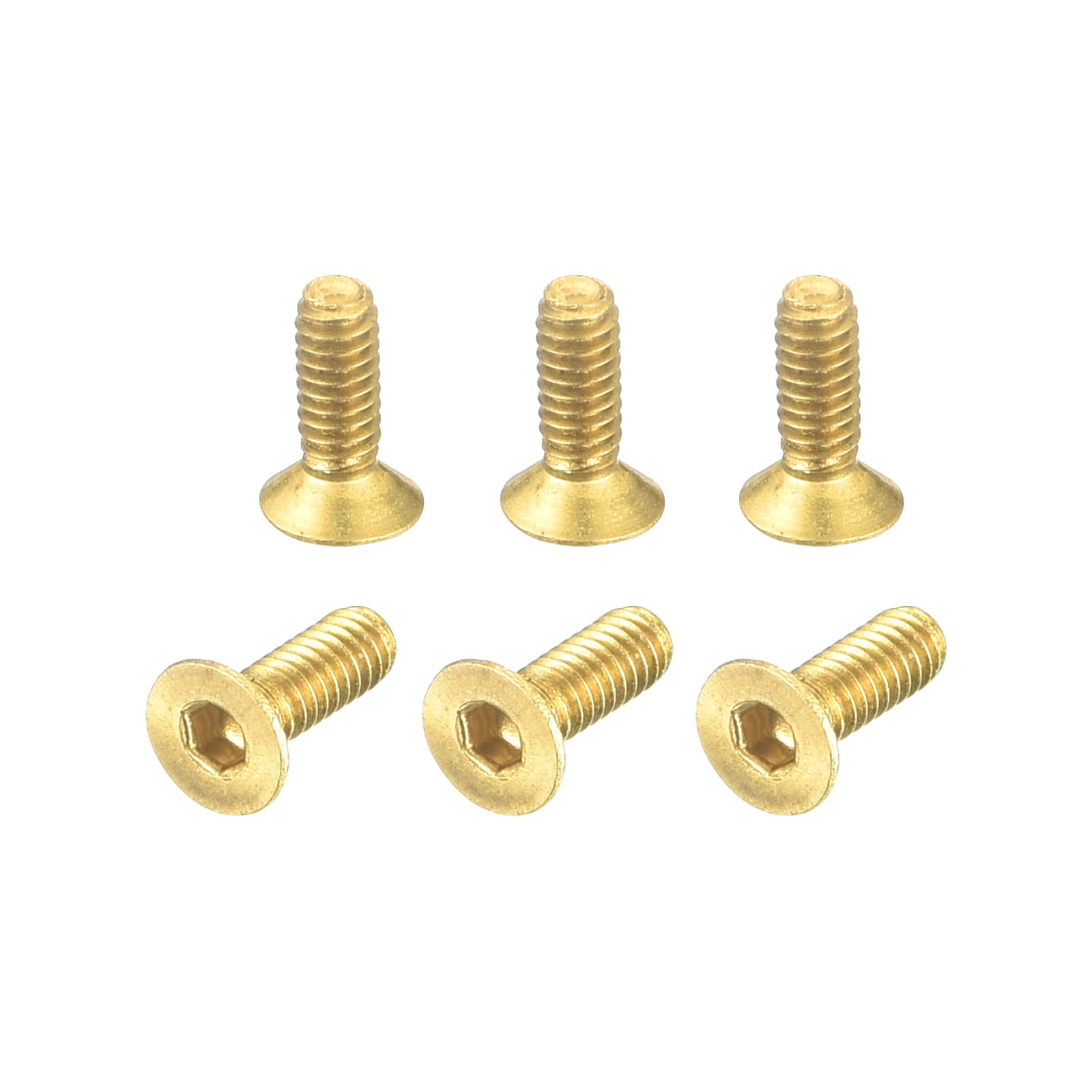 Uxcell Flat Head Socket Cap Screws, M2-0.4 x 6mm Brass Inner Hex Drive ...
