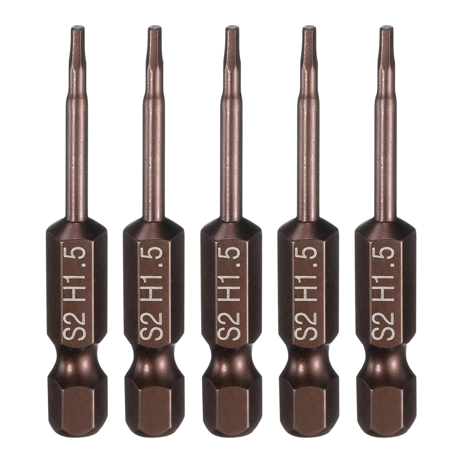 Uxcell 5pcs Flat Hex Screwdriver Bit H1.5 Magnetic Tip 1/4" Shank 2 ...