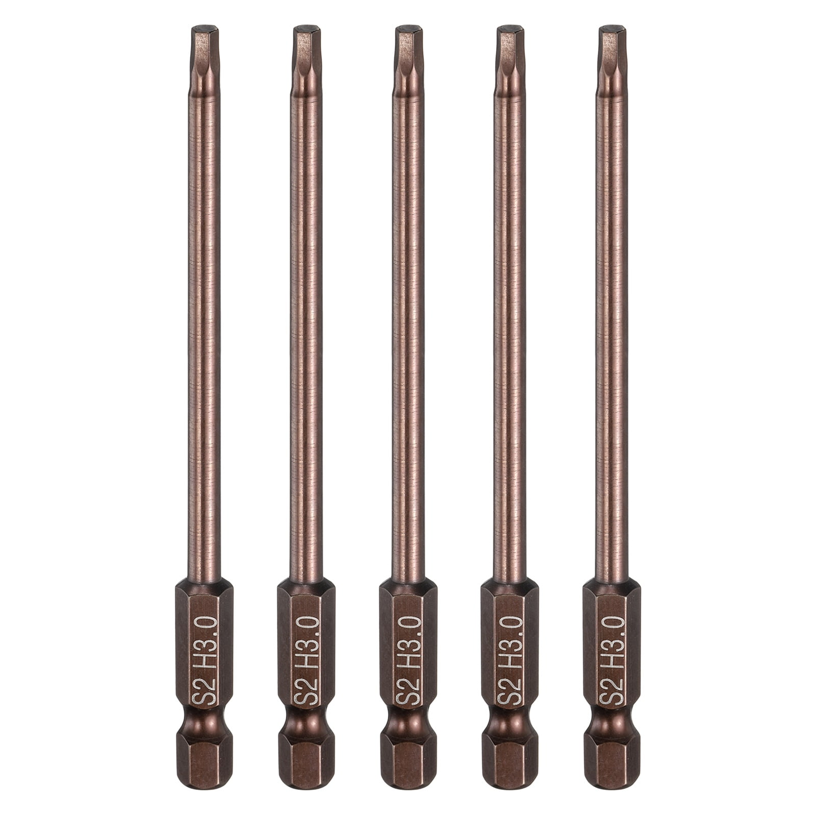Uxcell 5pcs Flat Hex Screwdriver Bit H3.0 Magnetic Tip 1/4" Shank 4 ...