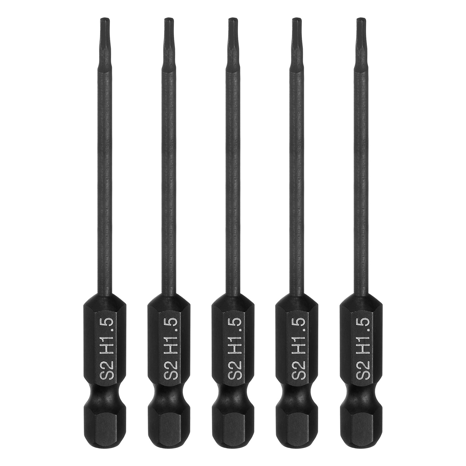 Uxcell 5pcs Flat Hex Screwdriver Bit H1.5 Magnetic Tip 1/4" Shank 3 ...