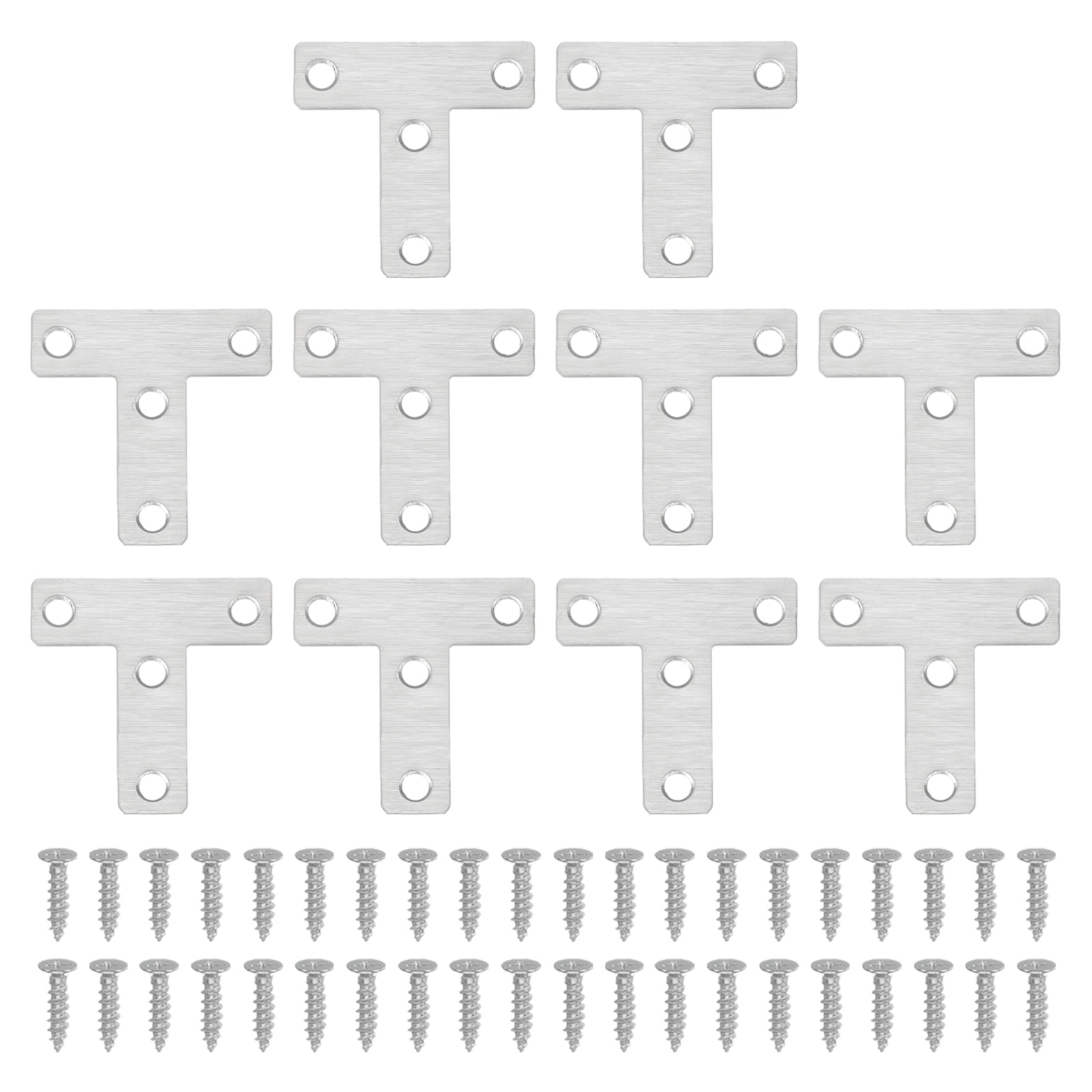 Uxcell Flat Mending Plate, Stainless Steel T-Shape Bracket for Shelves ...