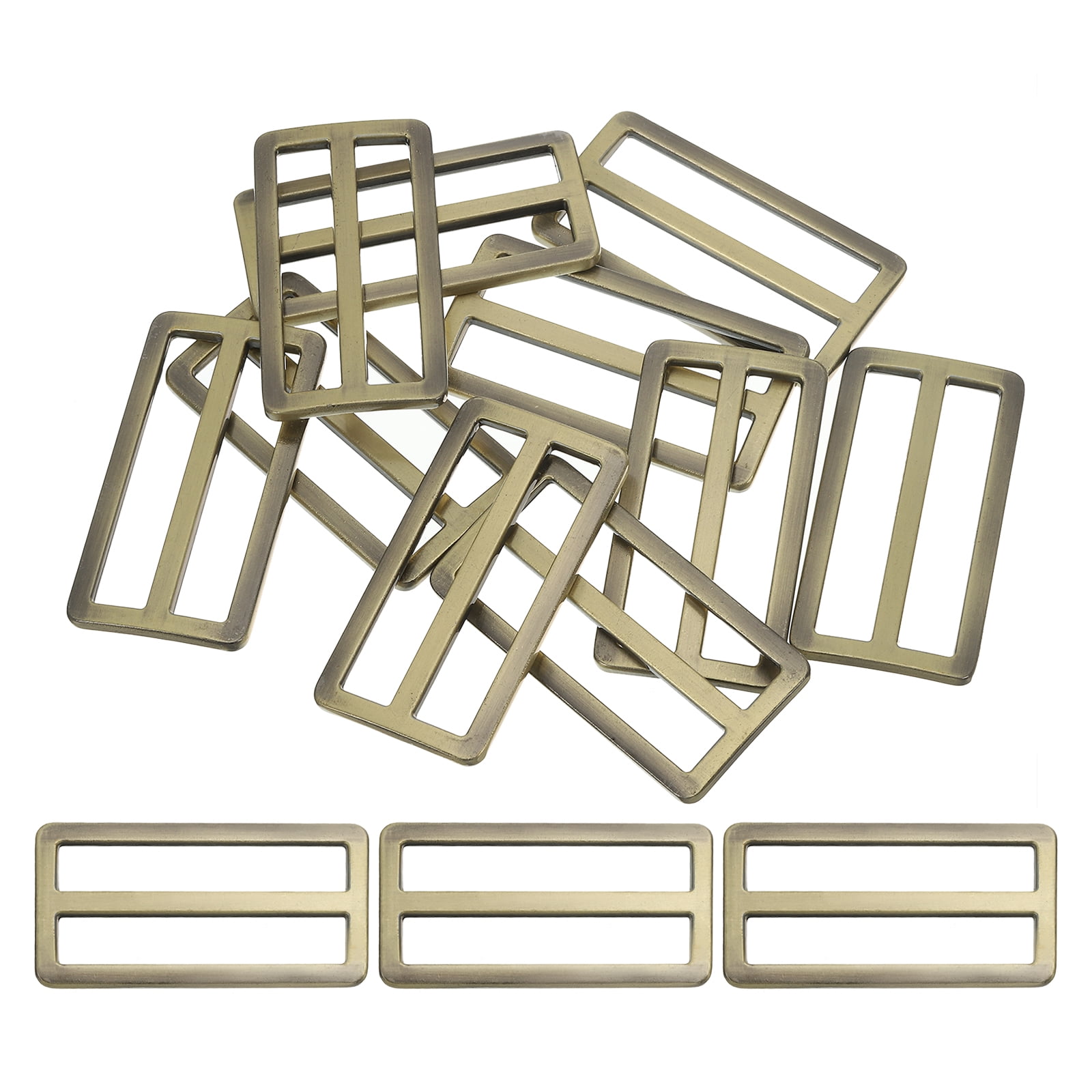Uxcell Flat Metal Slide Buckle 2 Inch / 50mm, 10 Pcs Tri-glide Sliders ...