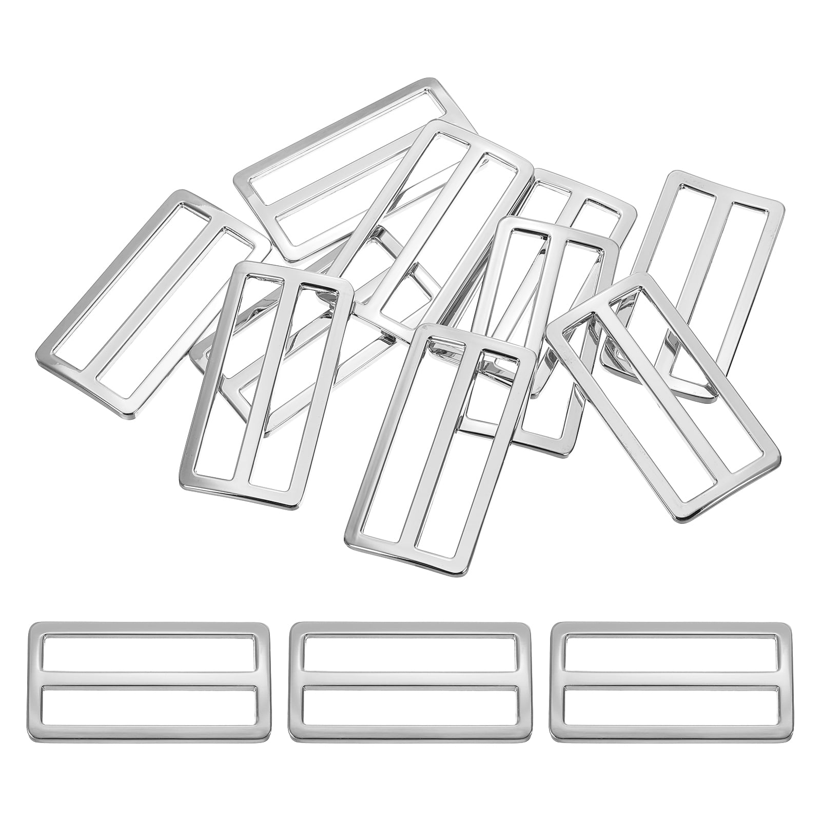 Uxcell Flat Metal Slide Buckle 2 Inch / 50mm, 10 Pcs Tri-glide Sliders ...