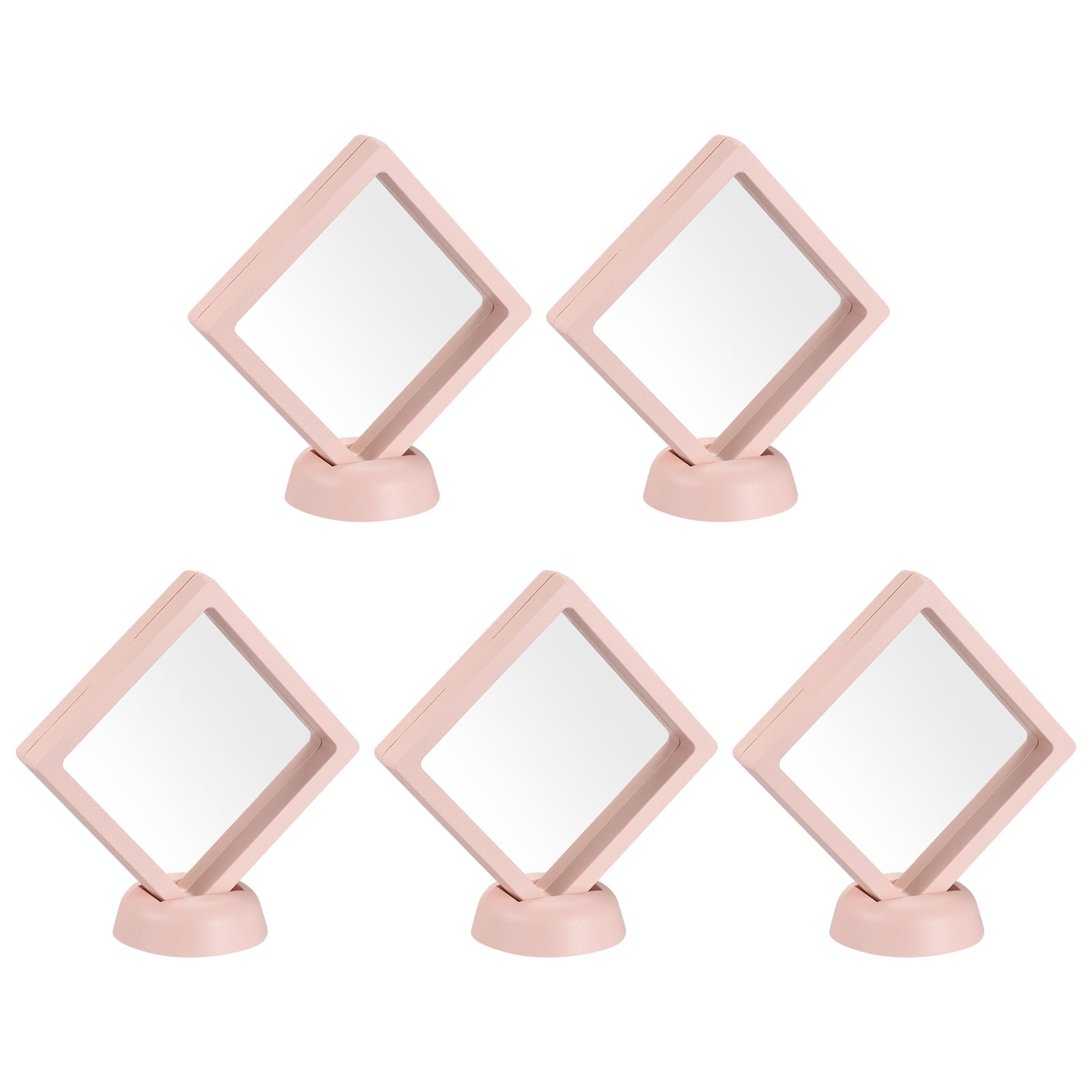 Uxcell Floating Thin Film Display Box with Base 9cm x 9cm x 2cm Pink ...