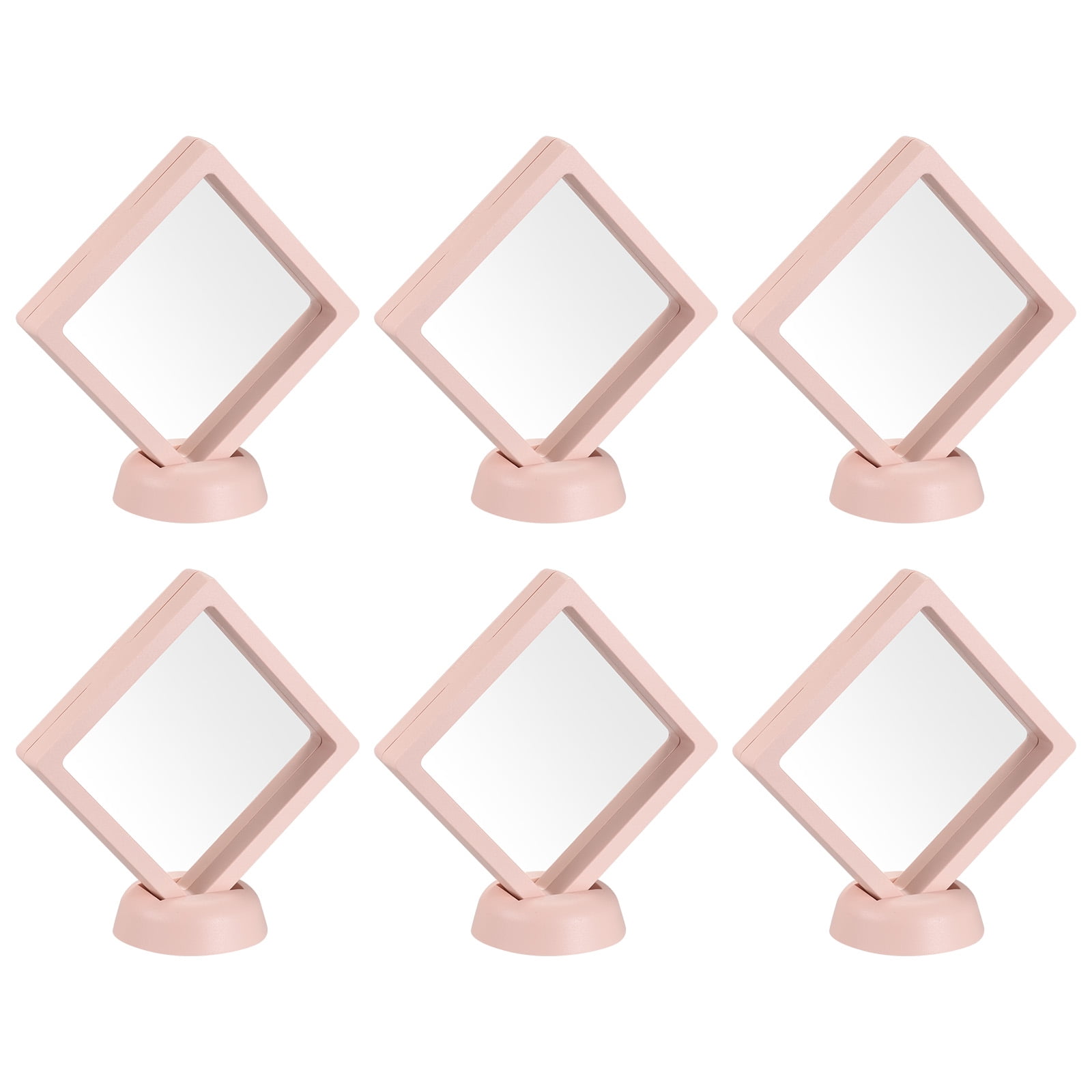Uxcell Floating Thin Film Display Box with Base 9cm x 9cm x 2cm Pink ...