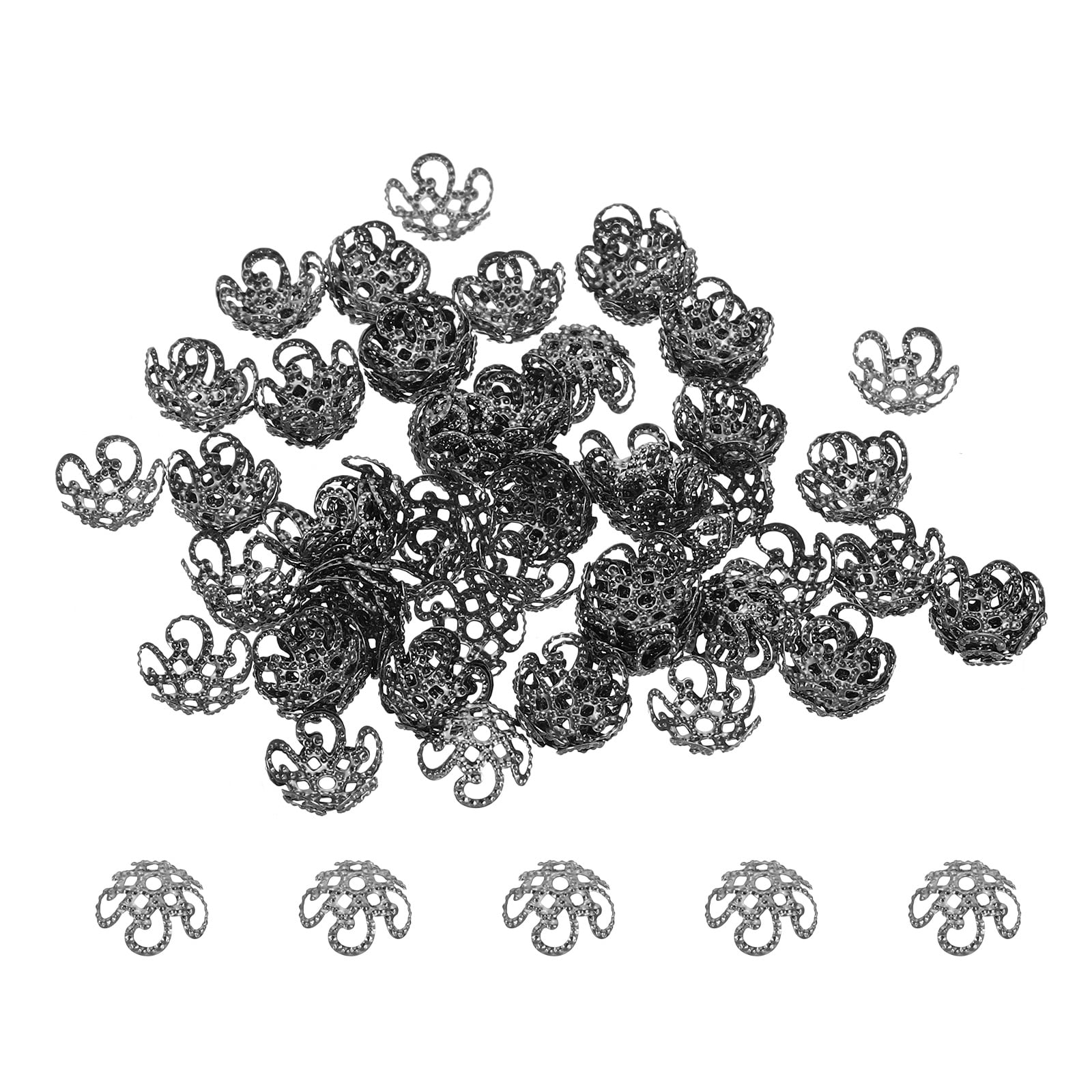 Uxcell Flower Bead Caps, 100Pcs 10x4mm Hollow Metal Spacer Bead End ...