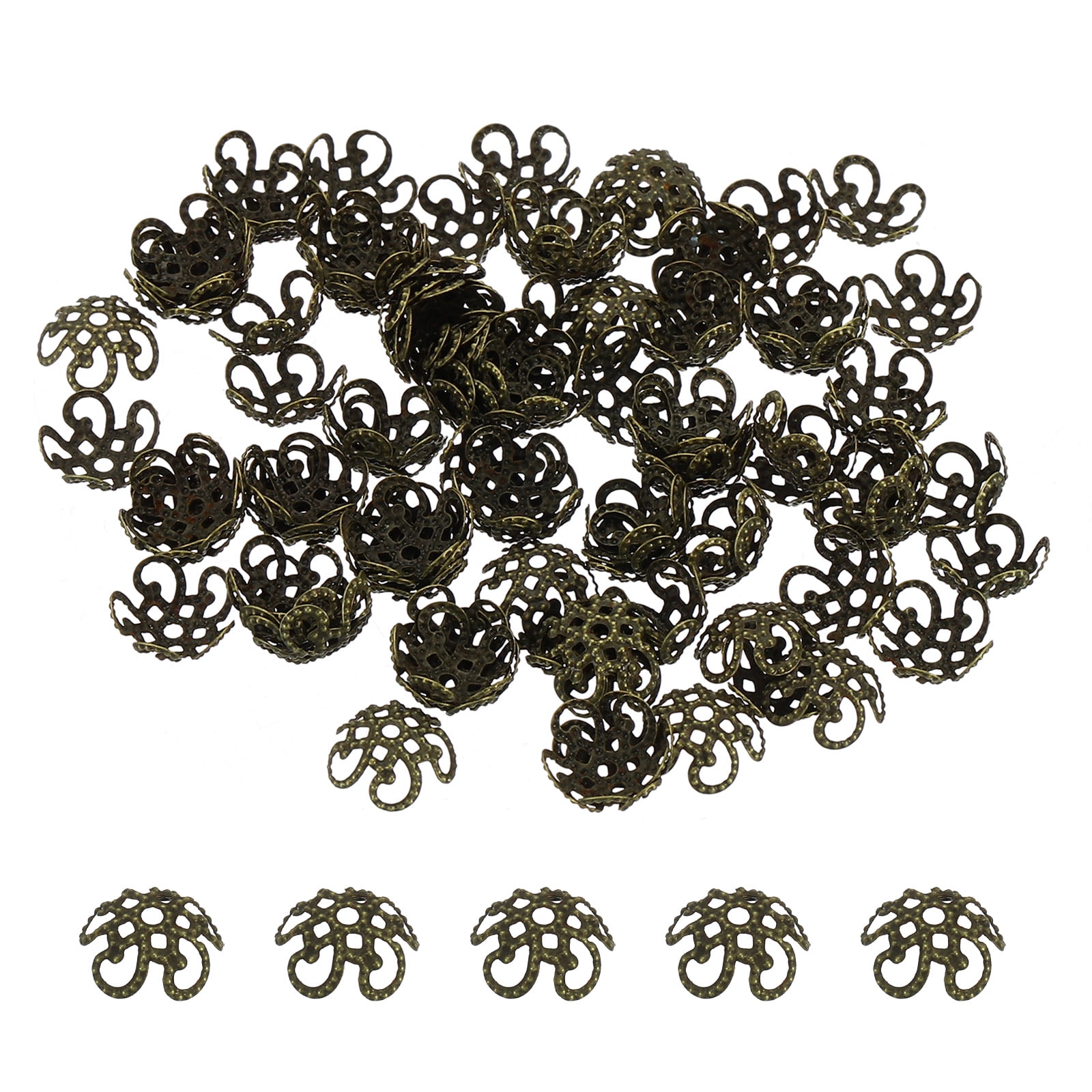 Uxcell Flower Bead Caps, 100Pcs 10x4mm Hollow Metal Spacer Bead End ...