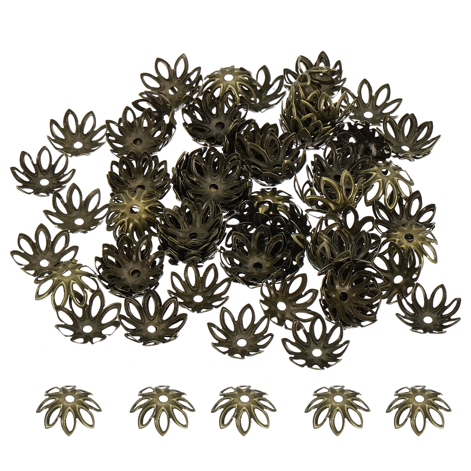 Uxcell Flower Bead Caps, 100Pcs 14x5mm Hollow Metal Spacer Bead End ...