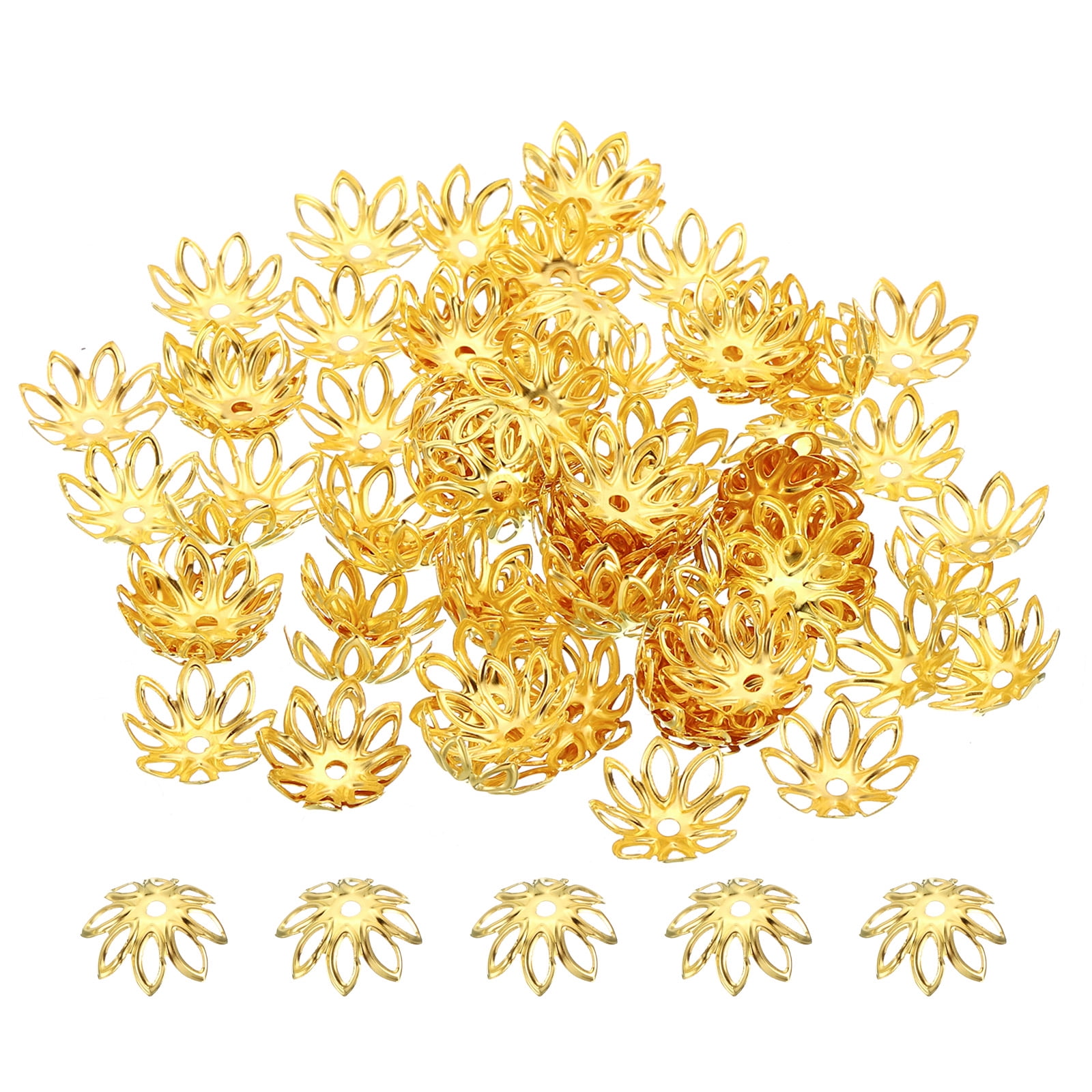 Uxcell Flower Bead Caps, 100Pcs 14x5mm Hollow Metal Spacer Bead End ...