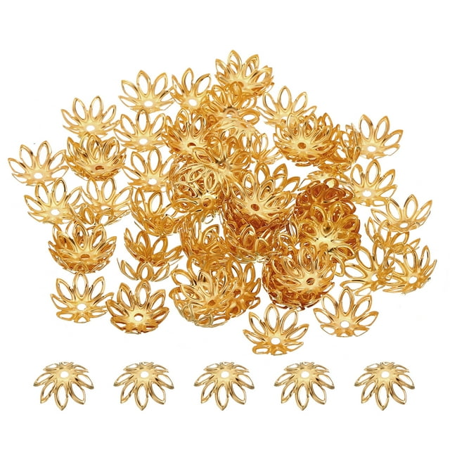 Uxcell Flower Bead Caps, 100Pcs 14x5mm Hollow Metal Spacer Bead End ...